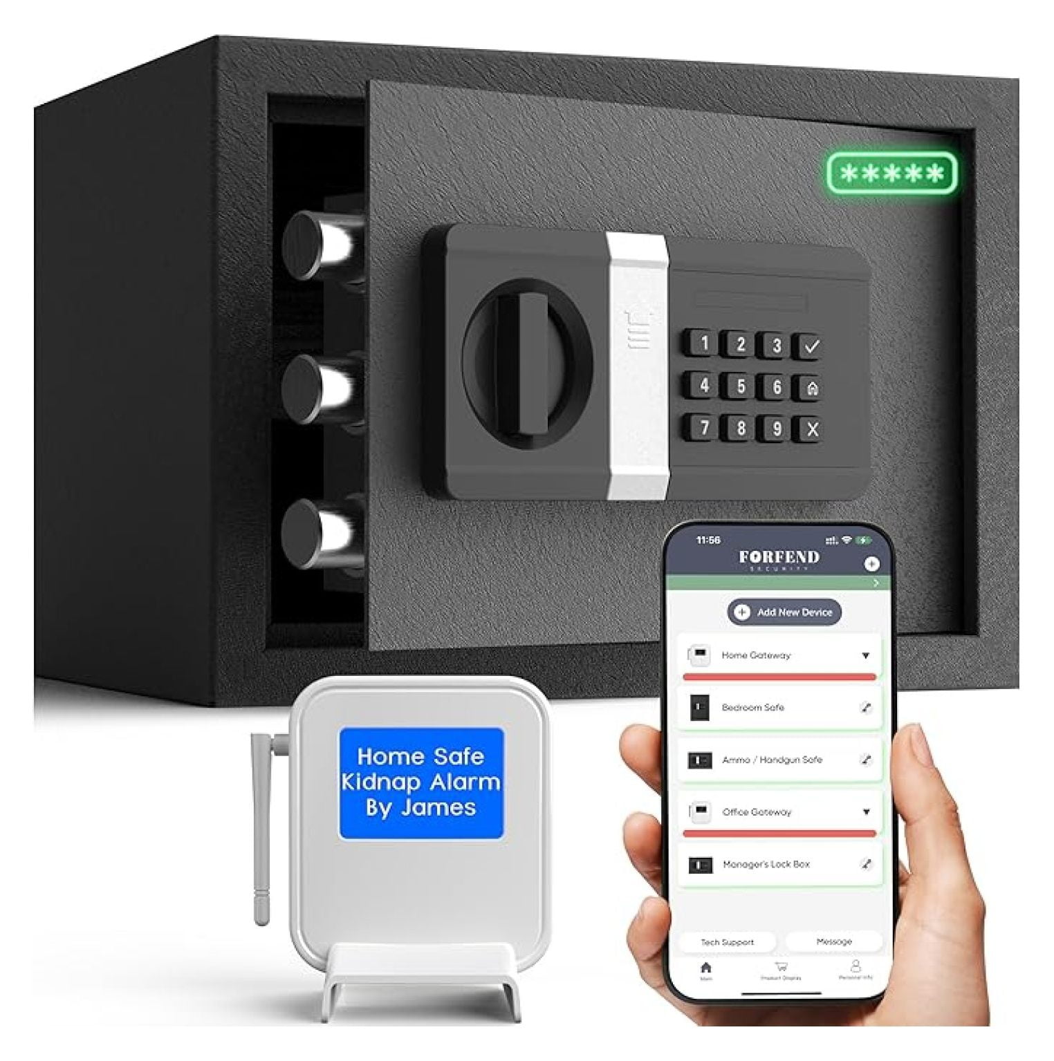 FORFEND Smart Home Safe | WiFi Safe Box App Lock/Alarm | Voice Command ...