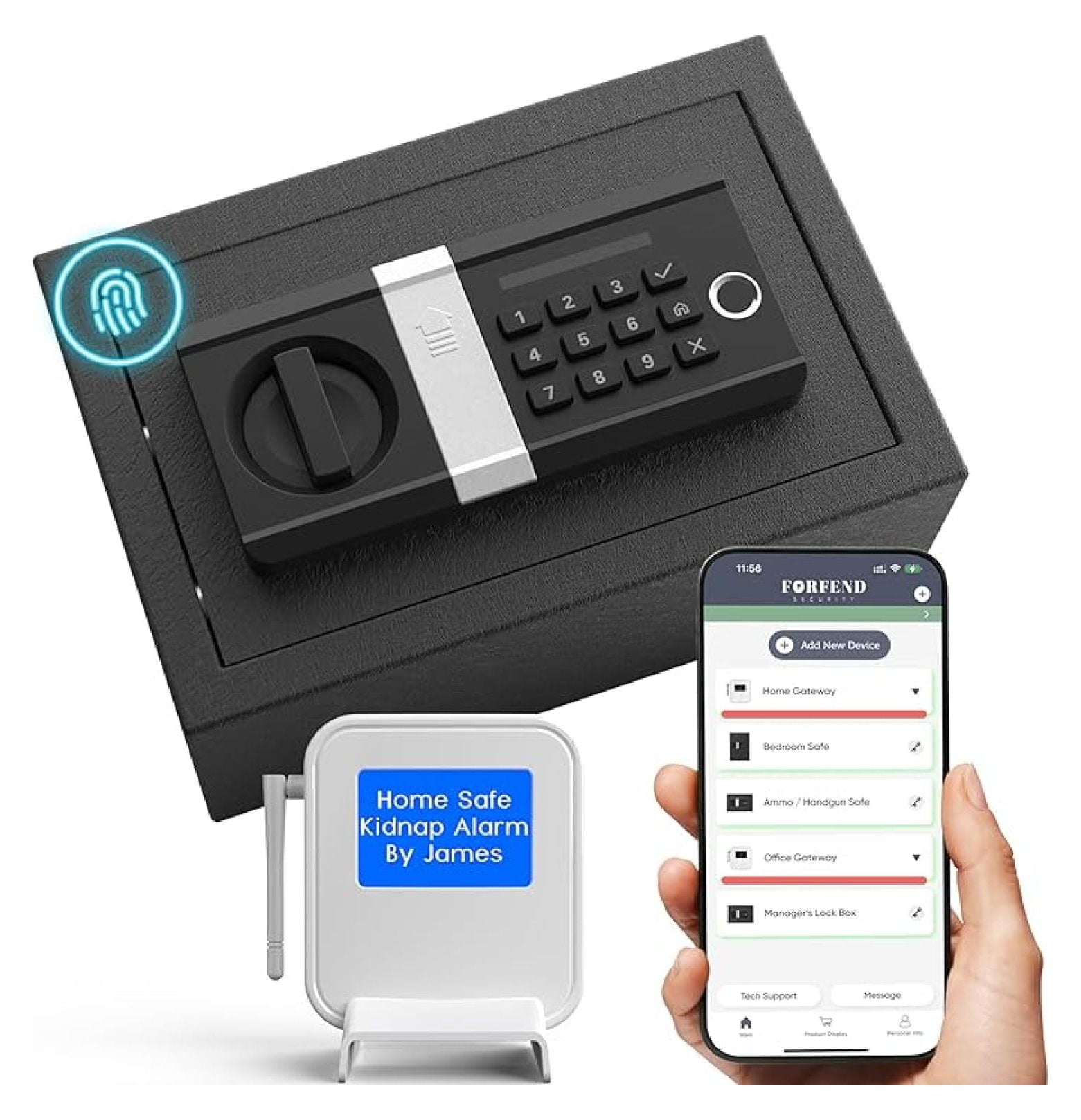 FORFEND Smart Home Safe | WiFi Safe Box App Lock/Alarm | Voice Command ...