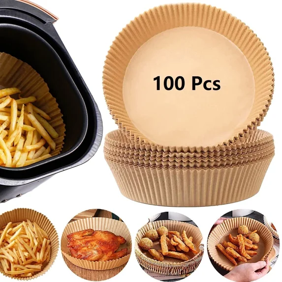 FORGE- 100Pcs Air Fryer Disposable Round Non-Stick Baking Paper ...