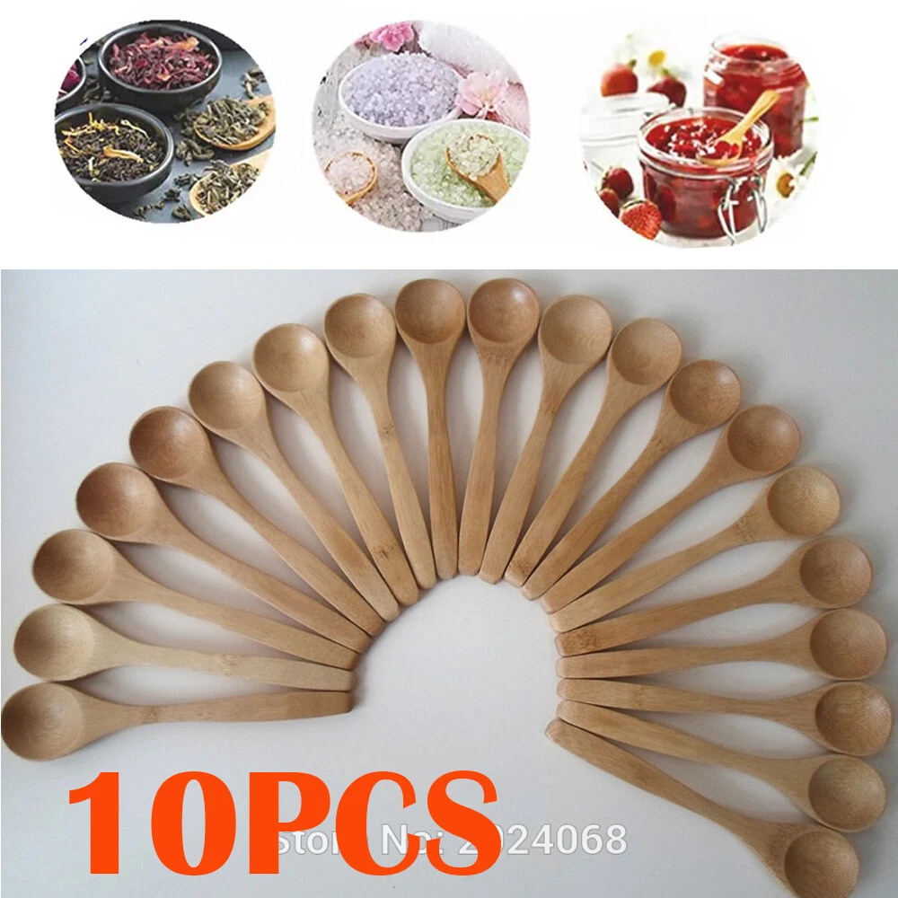 FORGE- 10Pcs Wooden Spoons Wood Soup Spoon Set Long Handle Natural Wood ...