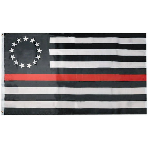 FORGE- Betsy Ross Thin Red Line Fire Fighter Dept 3X5 3'X5' Woven Poly ...