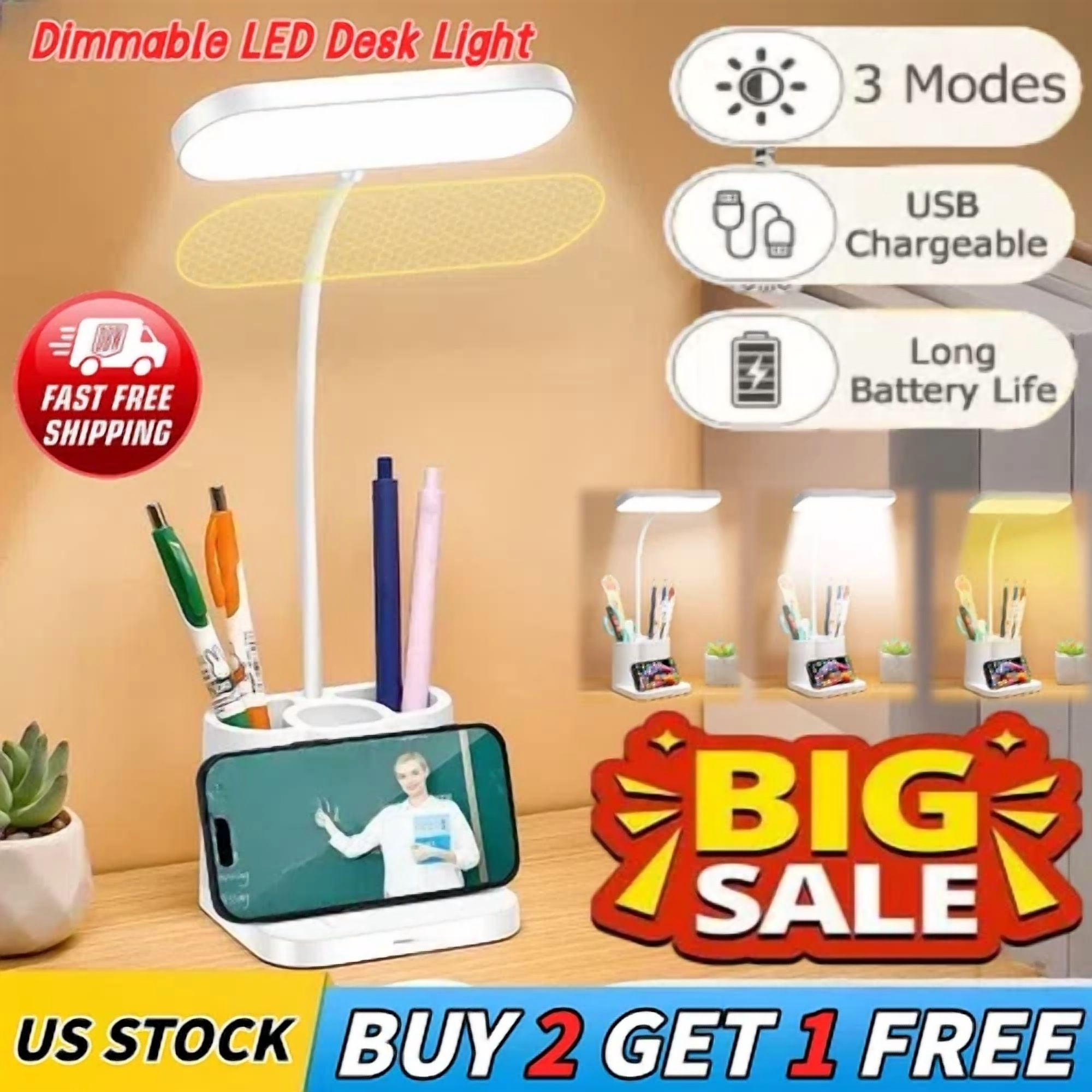 FORGE- Dimmable Led Desk Light Touch Sensor Table Bedside Reading Lamp ...