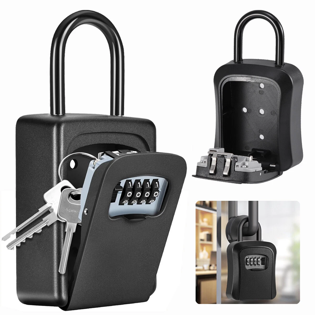 FORGE- Key Lock Safe Box 4 Digit Combination Key Storage Box For Home ...
