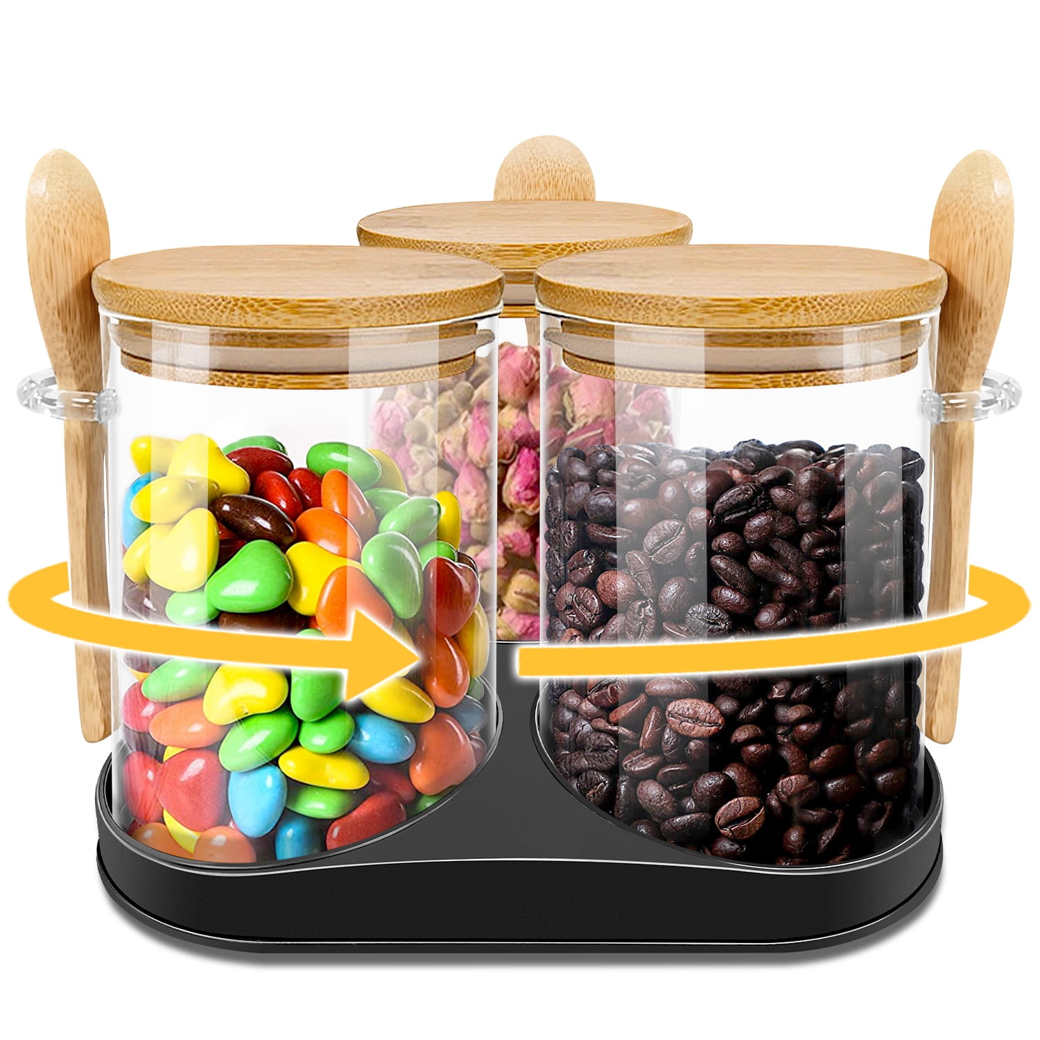 FORHVIPS 3-Pack Airtight Glass Containers with Bamboo Lids, Kitchen ...