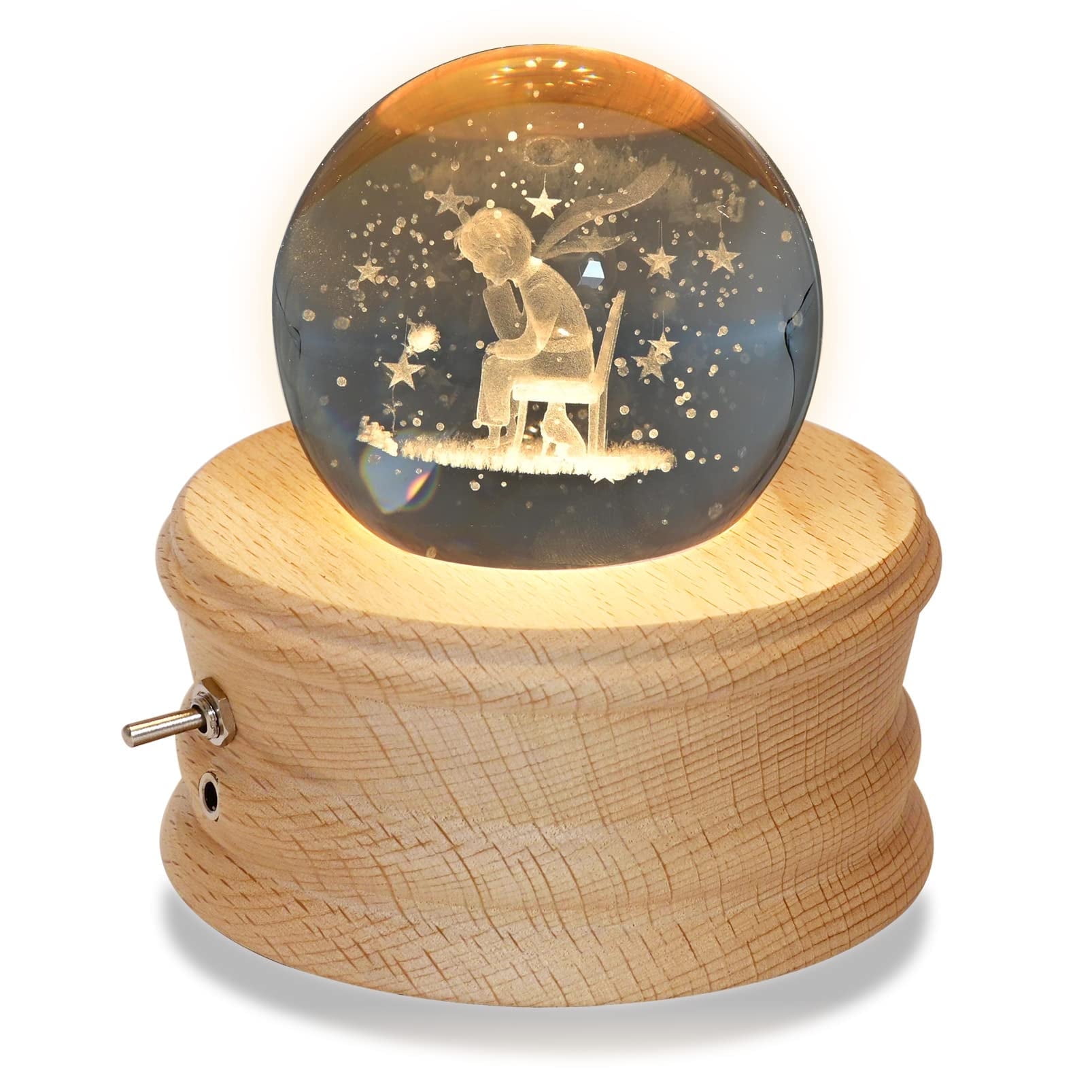 FORHVIPS 3D Crystal Ball Music Box with Projection LED Light and ...