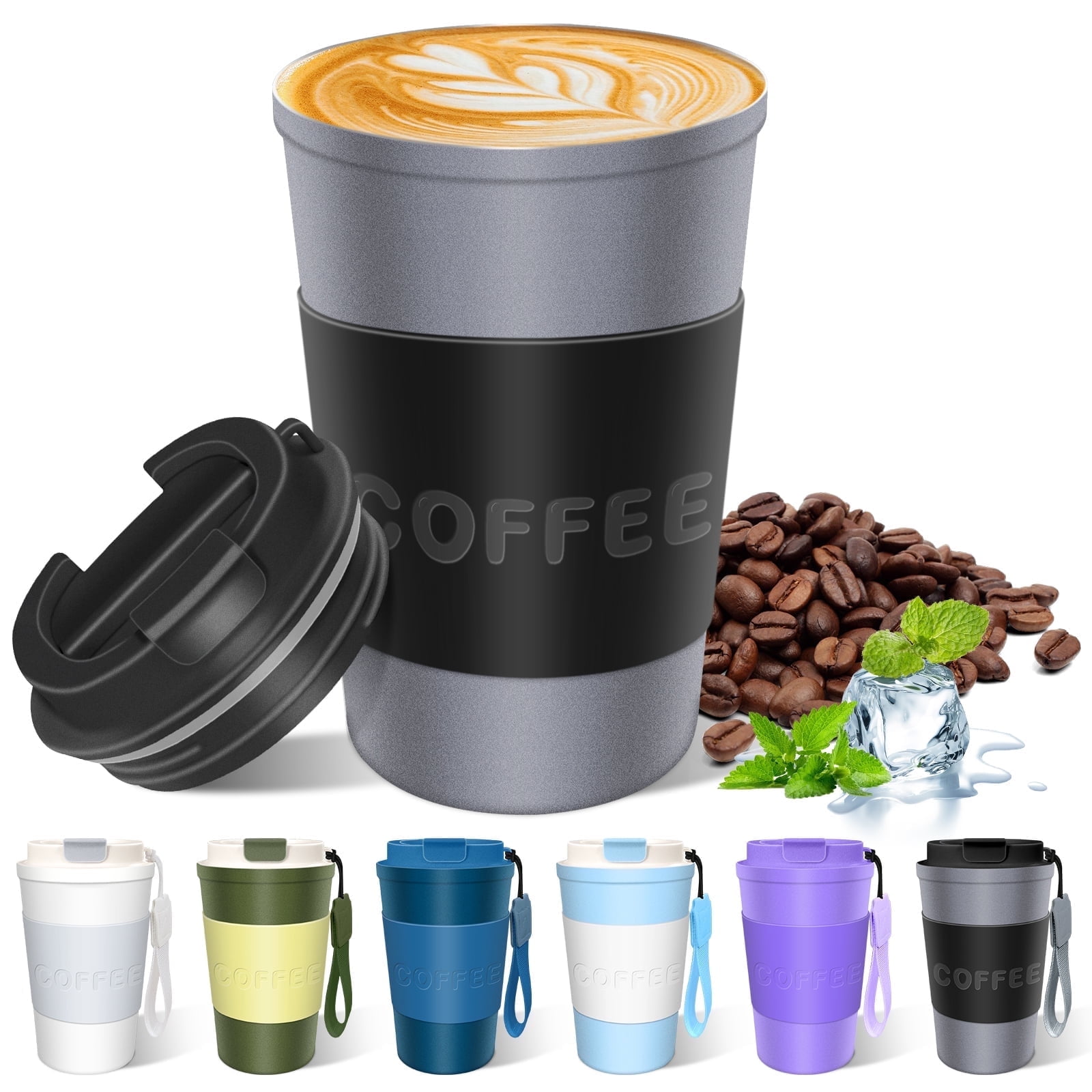 FORHVIPS Coffee Tumbler, 13oz Double Wall Vacuum Stainless Steel Vacuum ...