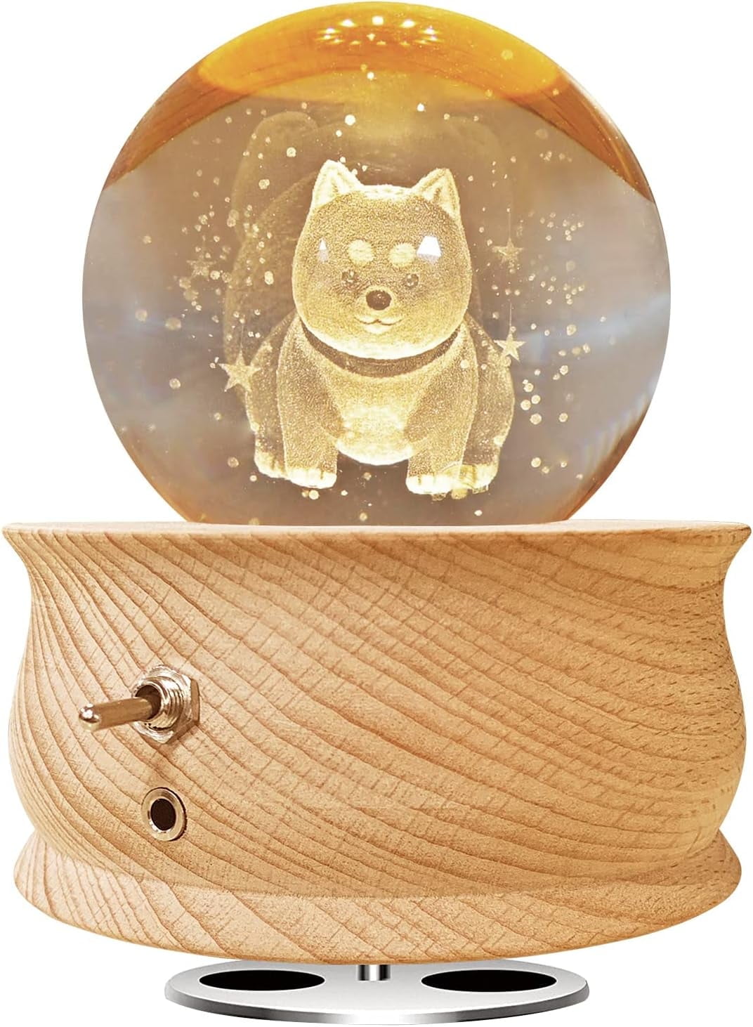 FORHVIPS Crystal Ball Music Box,3D Rotating Crystal Globe with ...