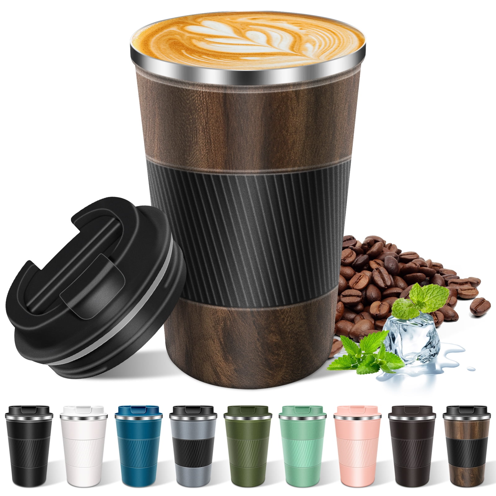FORHVIPS Travel Coffee Mug 13 oz,Insulated Coffee Cups with Flip Lid ...