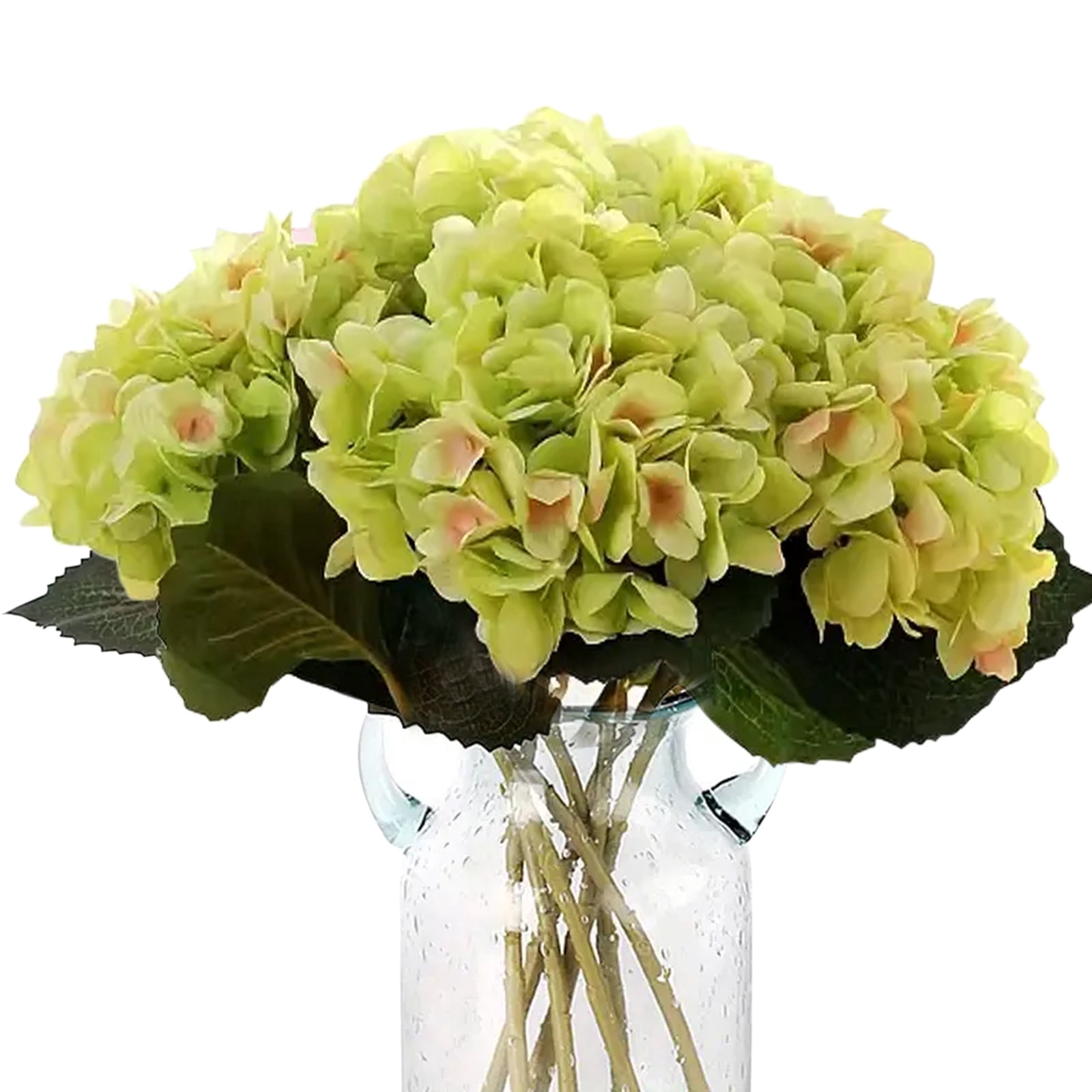 FORICOM 6pcs Faux White Hydrangeas Fake Flowers Artificial Silk ...