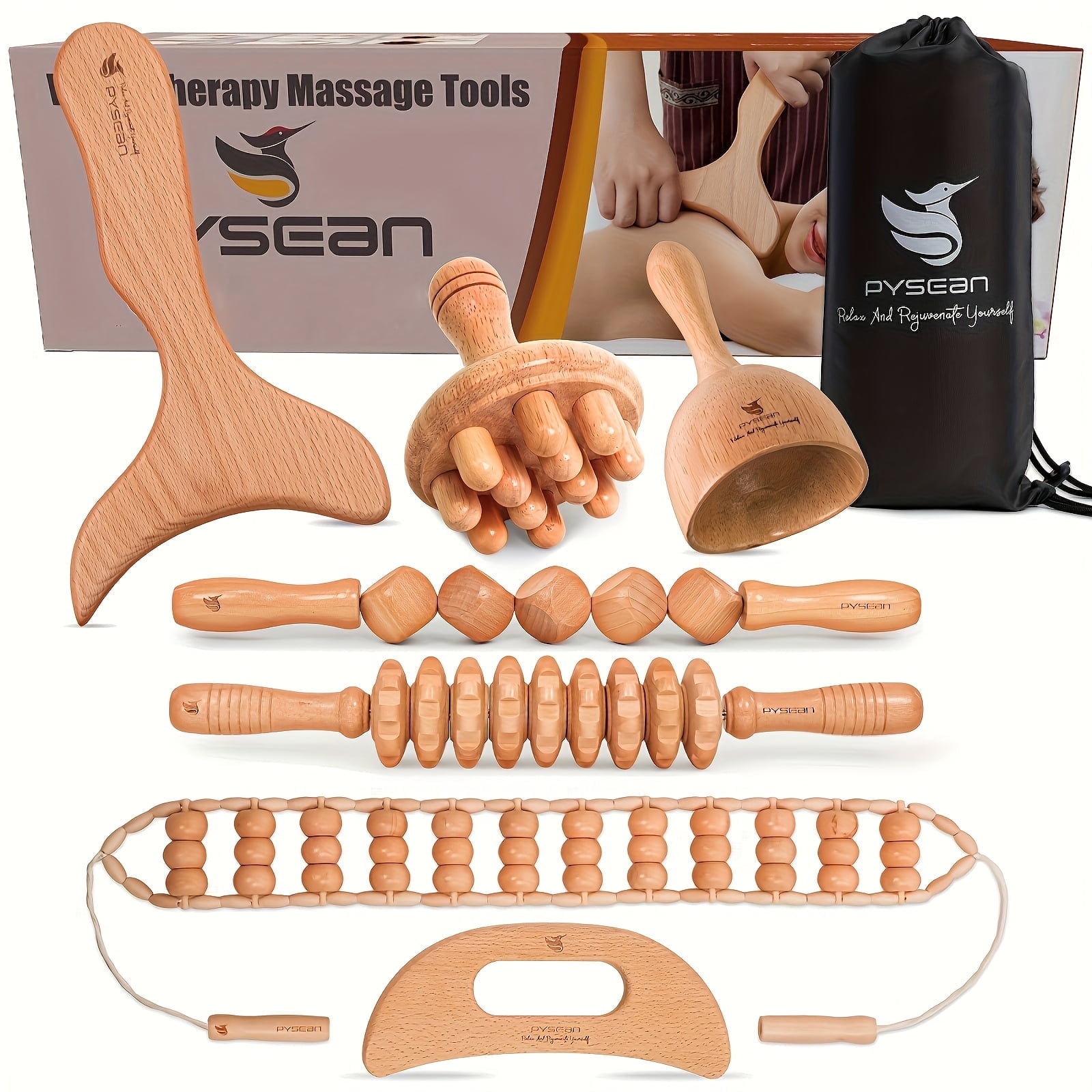 FORICOM 7Pcs Wood Therapy Massage Tools, Wood Sculpting Massage Tool ...