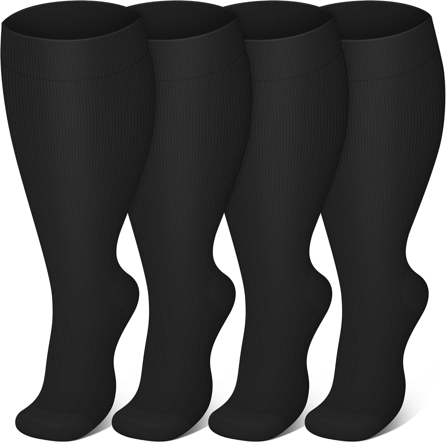 FORIEVIC Plus Size Compression Socks for Men and Women-4 pairs Wide ...