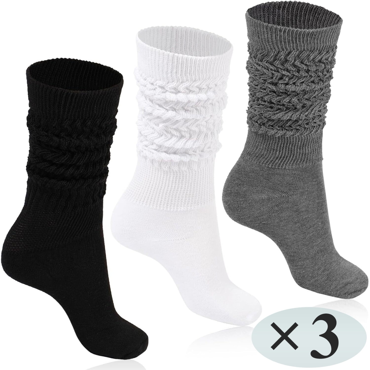 FORIEVIC Slouch Socks for Woman 9 Pairs Women Scrunch Socks Extra Long ...