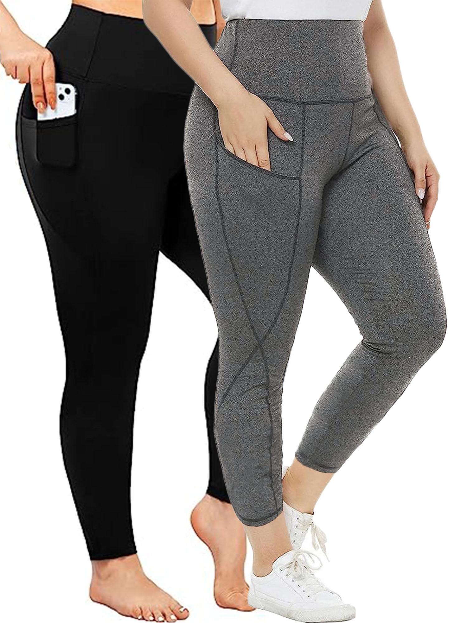 FORJOE Women's High Waist Yoga Pants with Pockets Plus Size Leggings ...