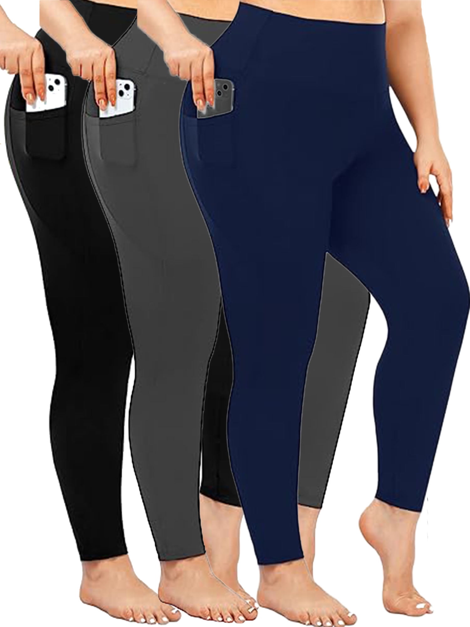 FORJOE Women's High Waist Yoga Pants with Pockets Plus Size Leggings ...
