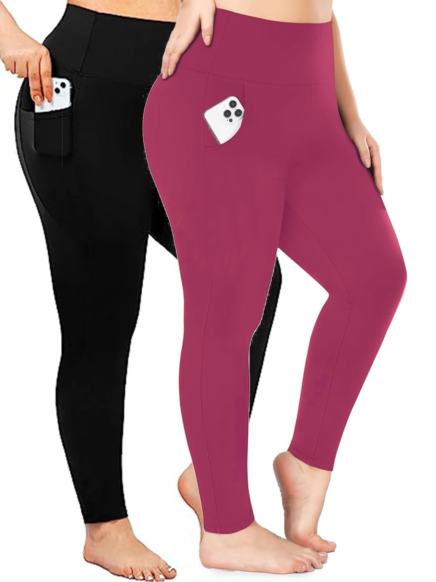 FORJOE Women's High Waist Yoga Pants with Pockets Plus Size Leggings ...