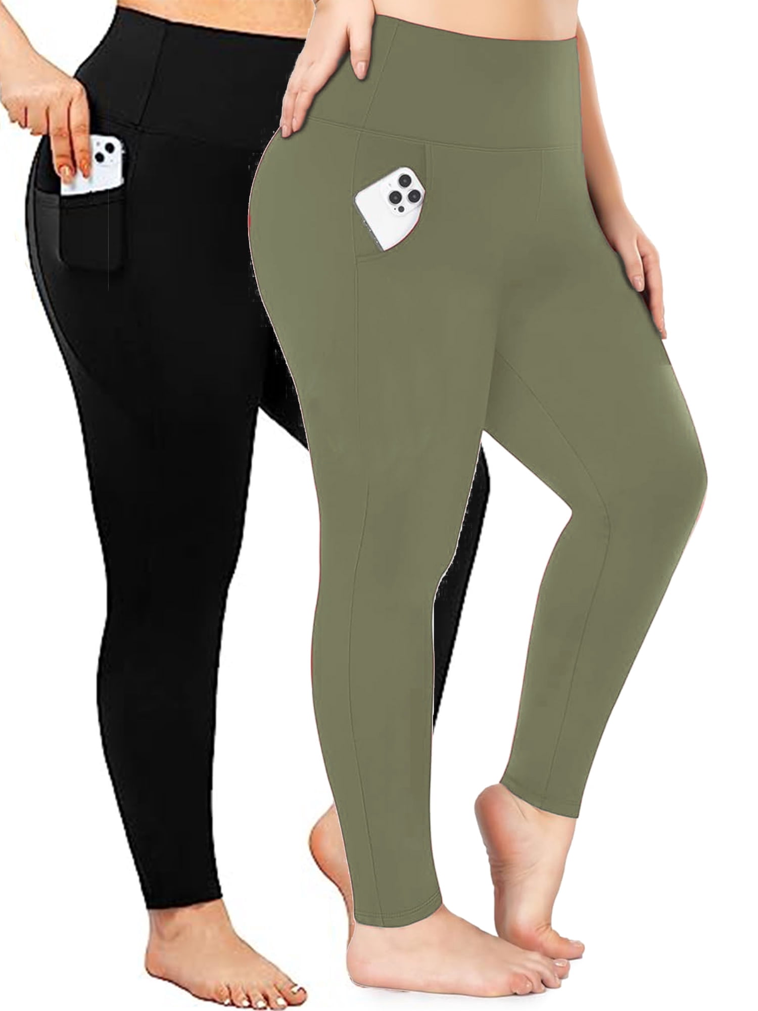 FORJOE Women's High Waist Yoga Pants with Pockets Plus Size Leggings ...