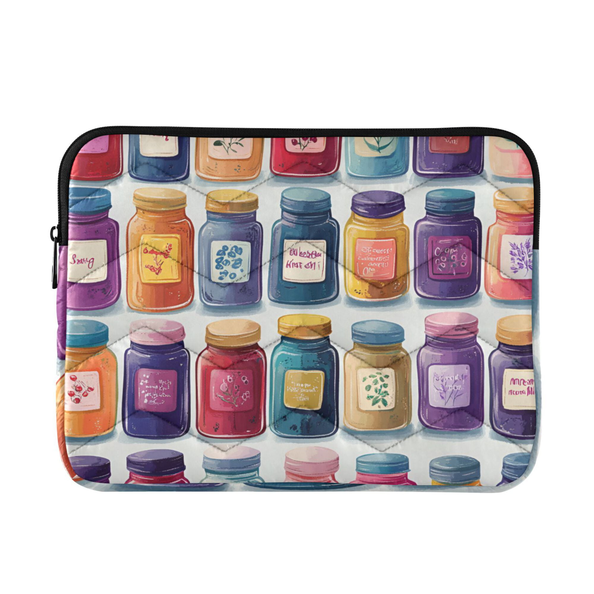 FORMRS 15-15.6 inch Laptop Sleeve Case Soft Carrying Quilted Computer Bag Cover, Blue Jam Jars ...