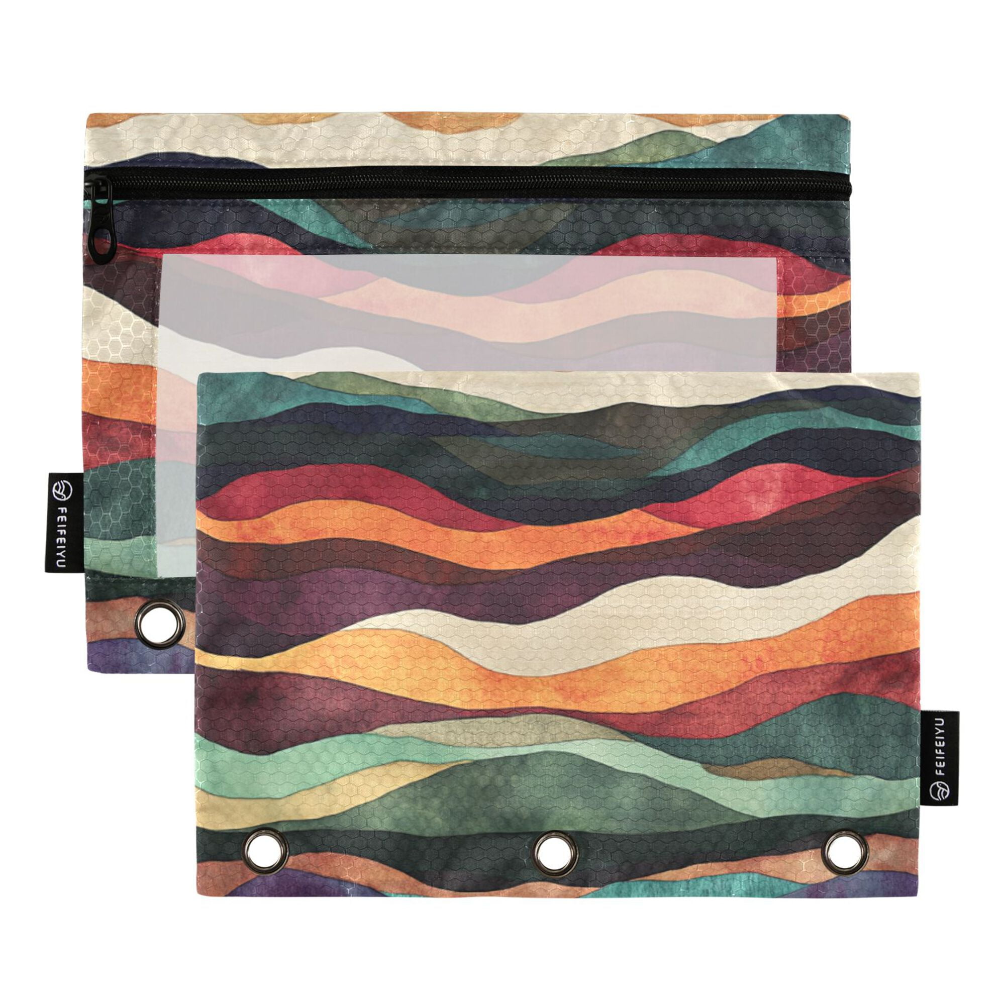 FORMRS 2 Pack Pencil Pouch for 3 Ring Binder with Clear Window Zipper ...