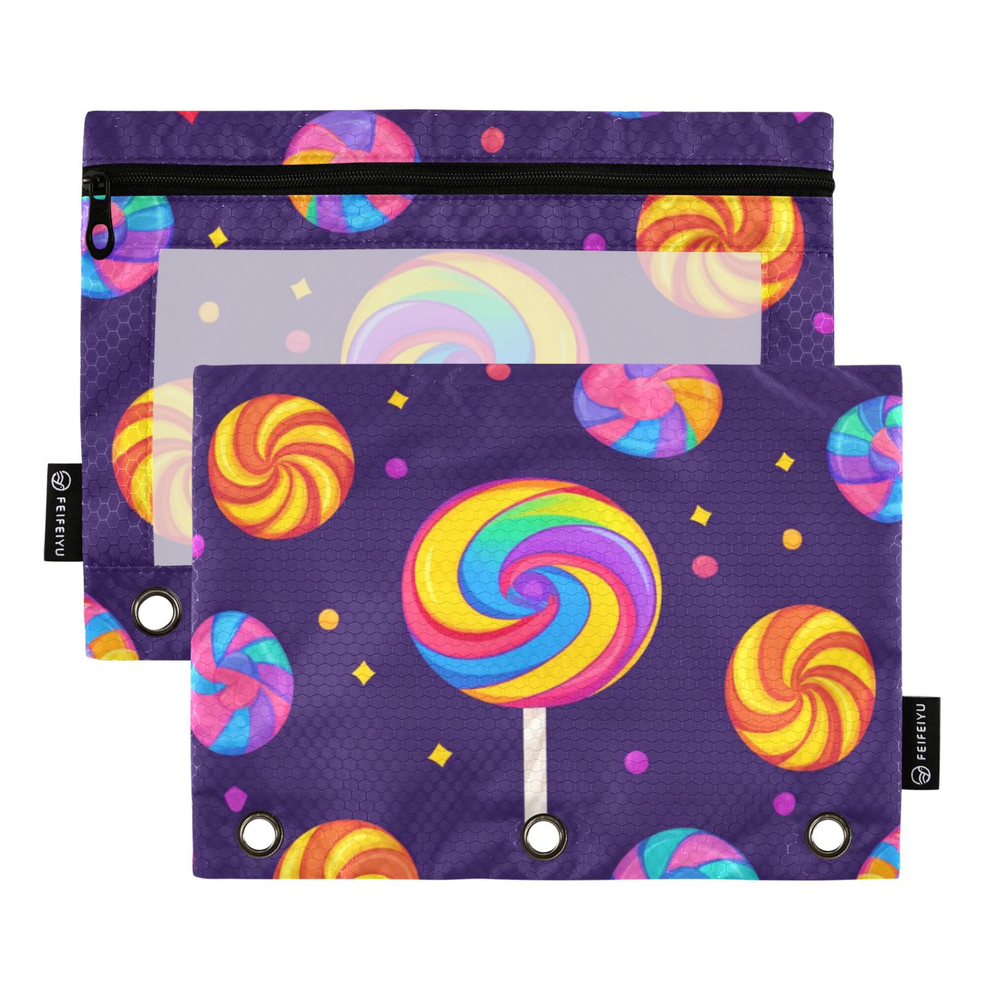 FORMRS 2 Pack Pencil Pouch for 3 Ring Binder with Clear Window Zipper ...