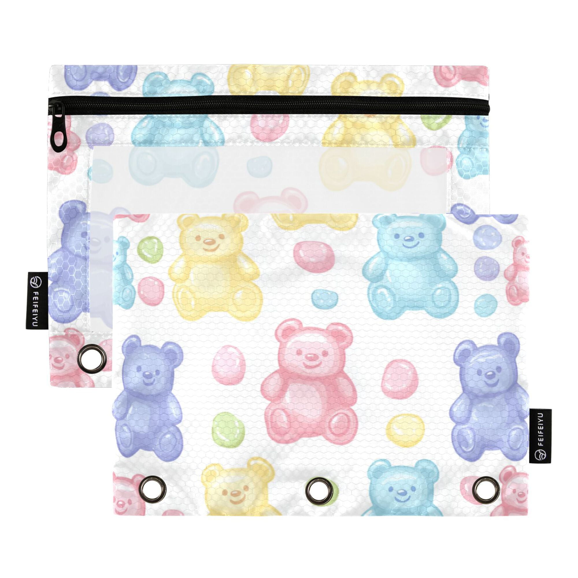 FORMRS 2 Pack Pencil Pouch for 3 Ring Binder with Clear Window Zipper ...