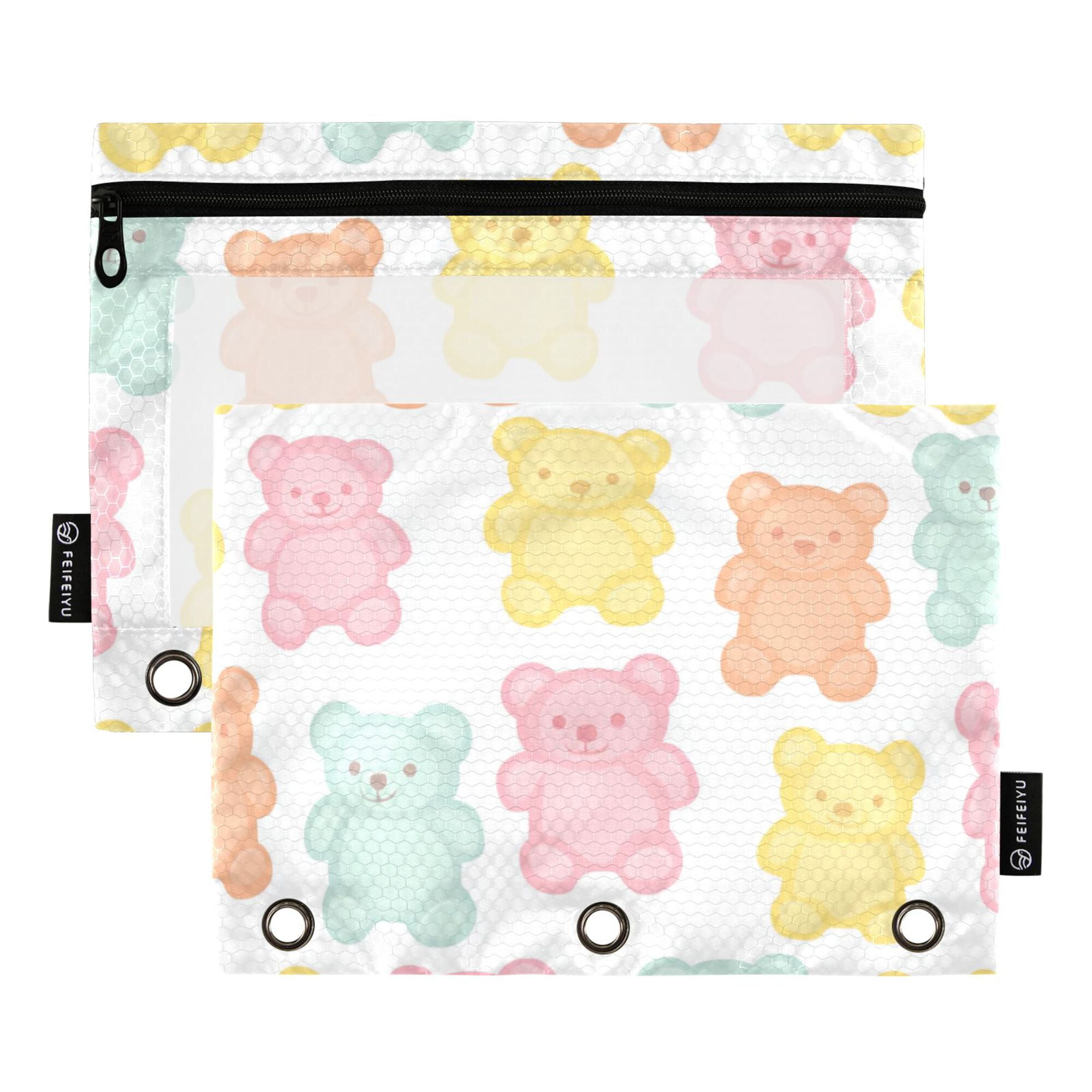 FORMRS 2 Pack Pencil Pouch for 3 Ring Binder with Clear Window Zipper ...