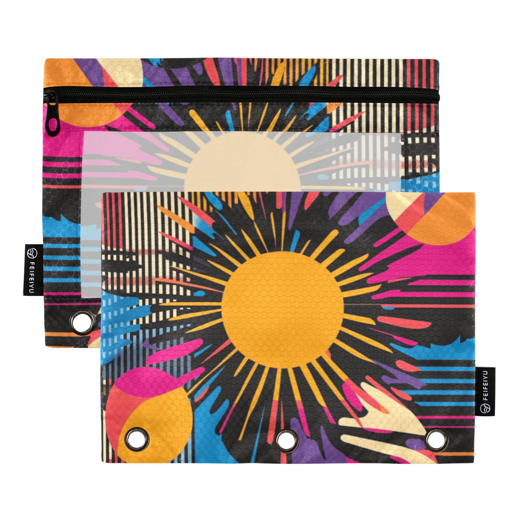FORMRS 2 Pack Pencil Pouch for 3 Ring Binder with Clear Window Zipper ...