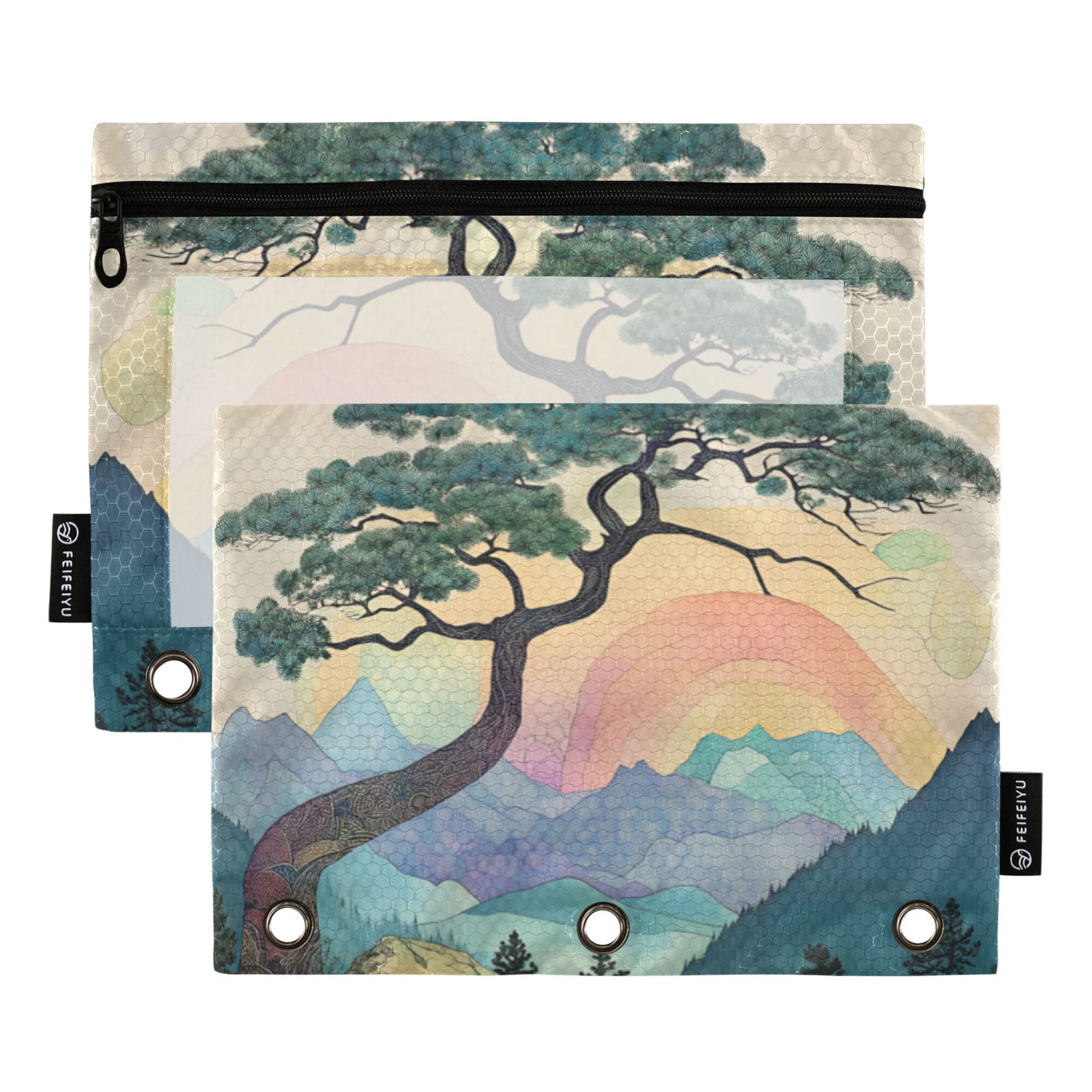 FORMRS 2 Pack Pencil Pouch for 3 Ring Binder with Clear Window Zipper ...