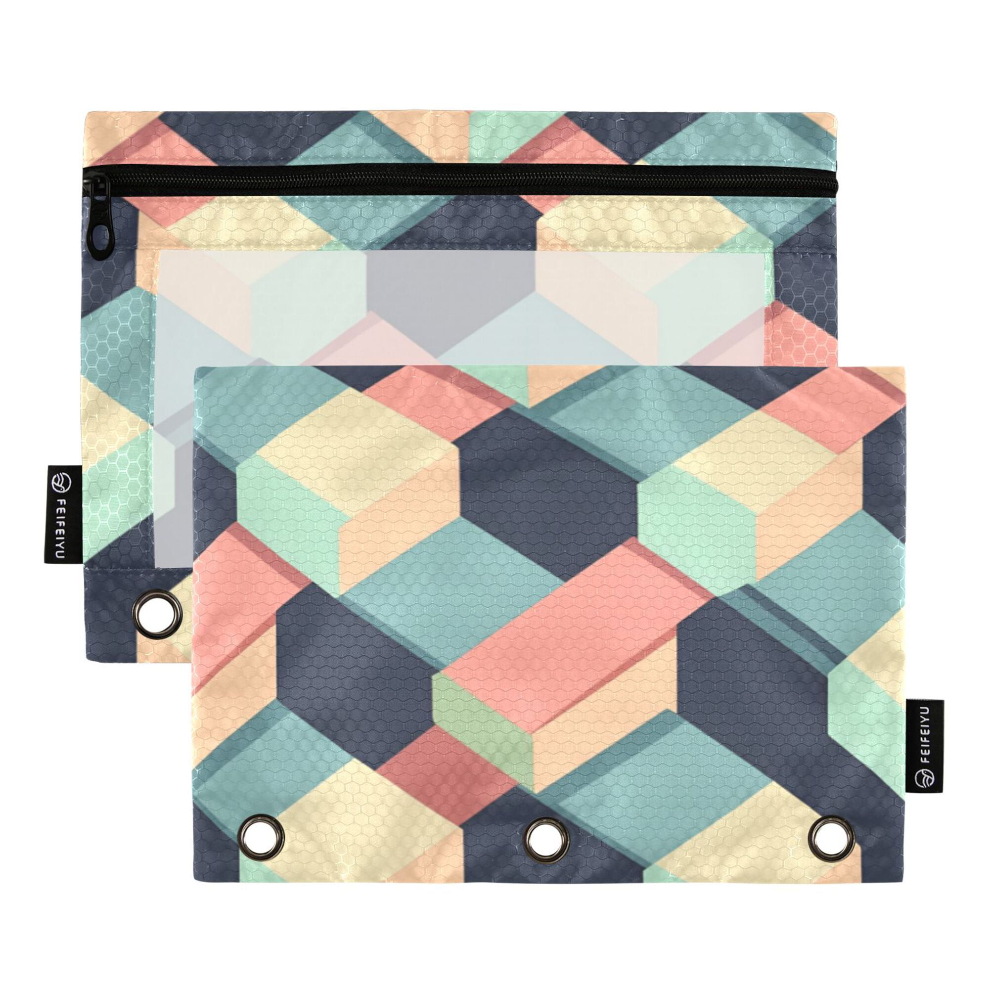 FORMRS 2 Pack Pencil Pouch for 3 Ring Binder with Clear Window Zipper ...