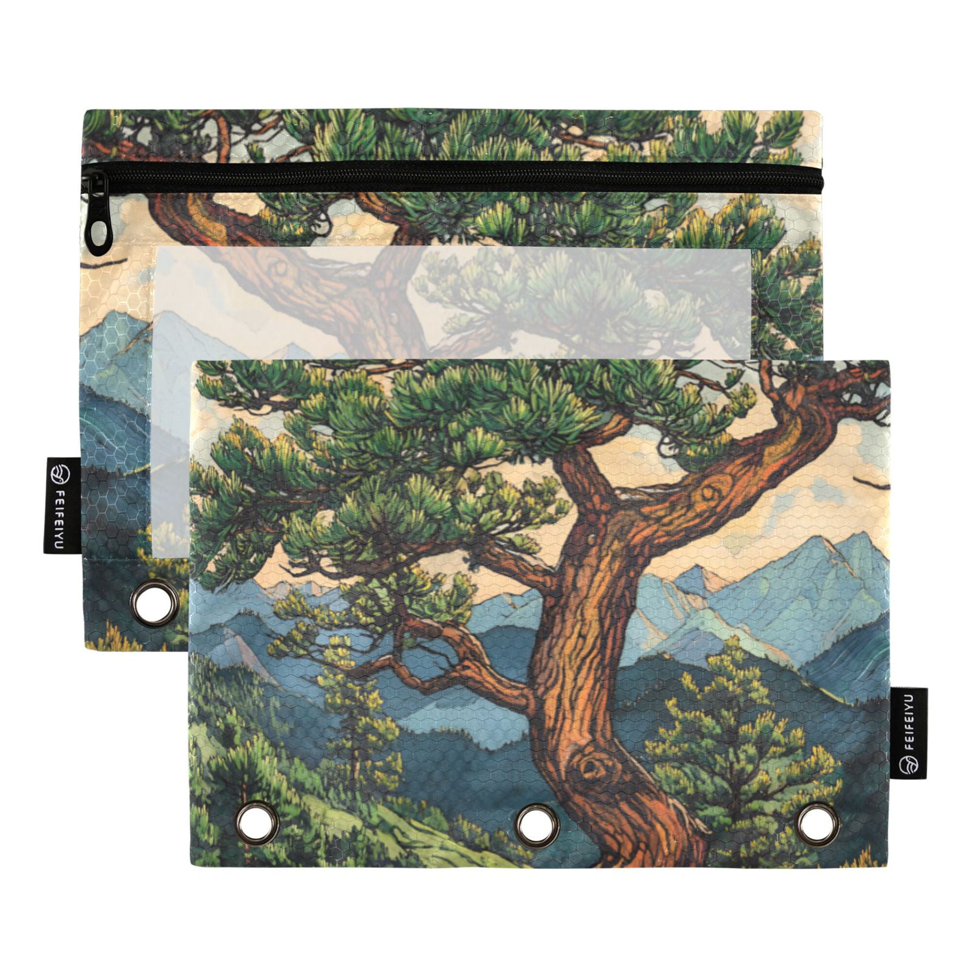 FORMRS 2 Pack Pencil Pouch for 3 Ring Binder with Clear Window Zipper ...