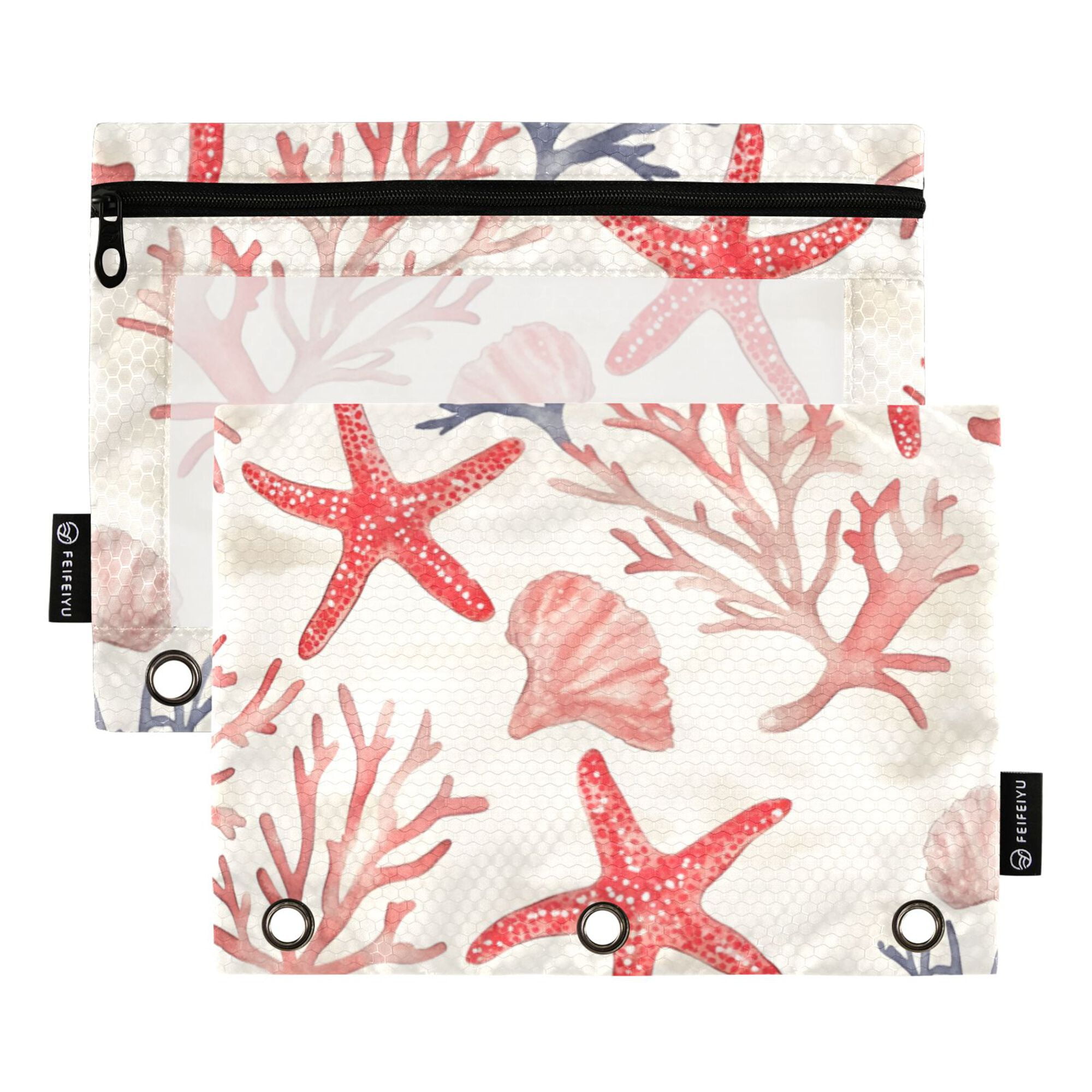 FORMRS 2 Pack Pencil Pouch for 3 Ring Binder with Clear Window Zipper ...