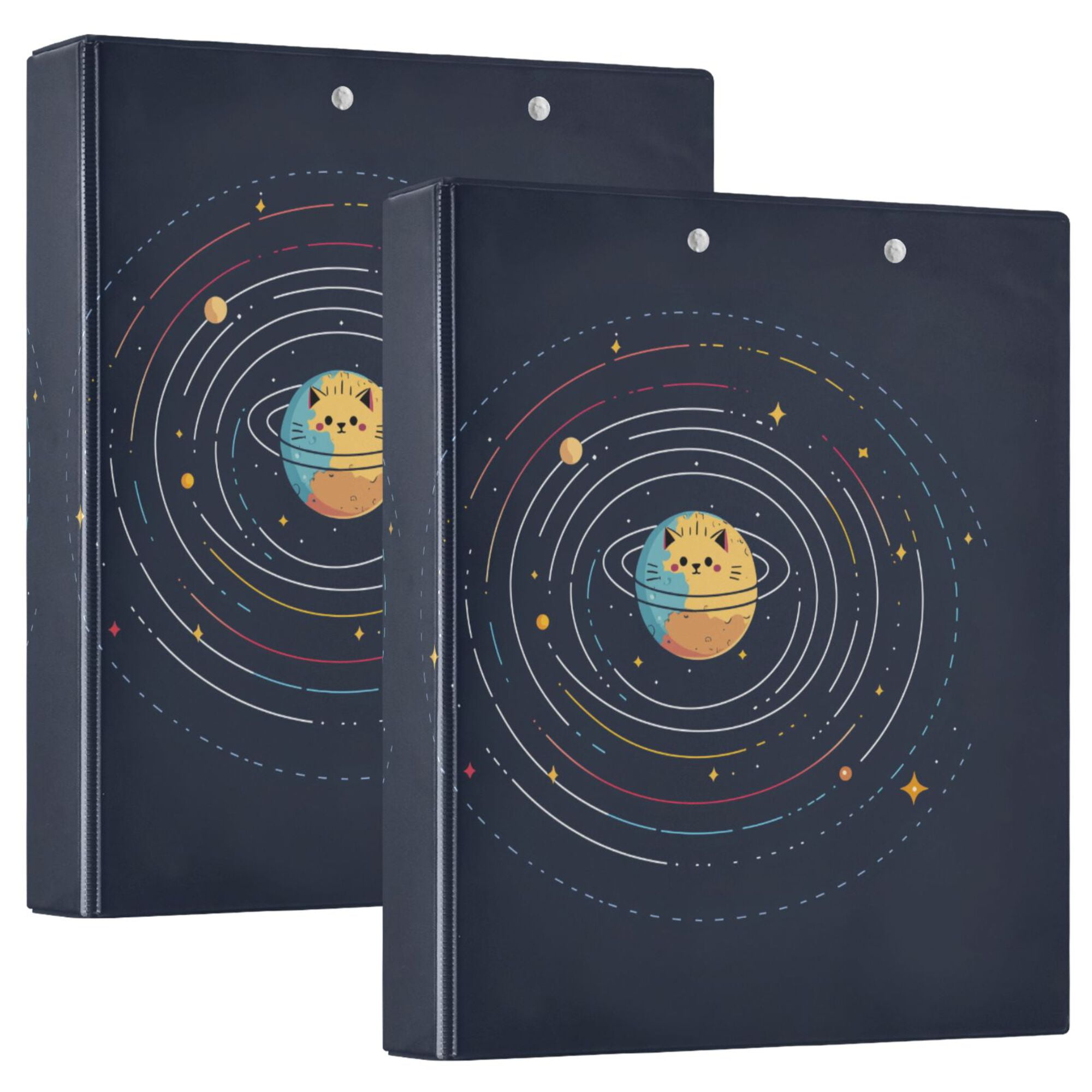 FORMRS 3 Ring Binder 1.5 inch with Pockets Clip Board 200 Sheets Capacity, Cat Planet - Walmart.com