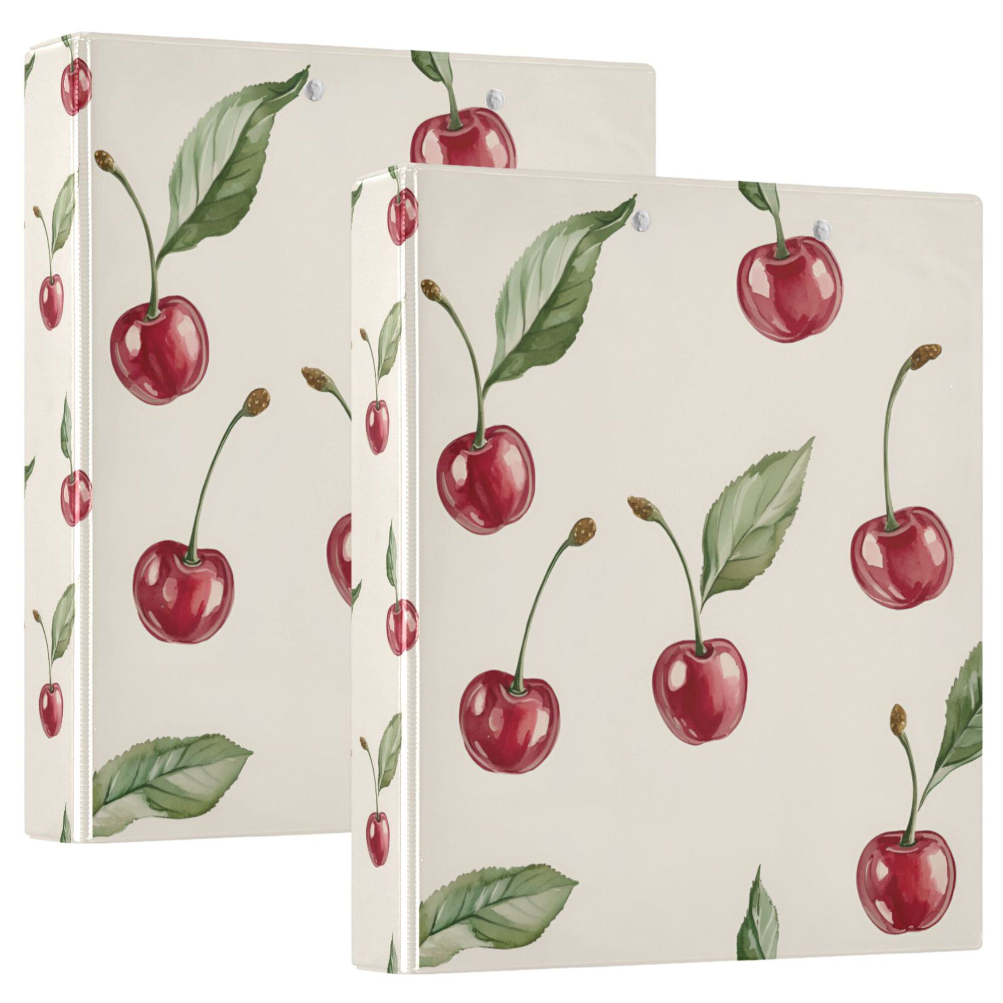FORMRS 3 Ring Binder 1.5 inch with Pockets Set of 2 Clip Board 200 Sheets Capacity, Beige Cherry ...