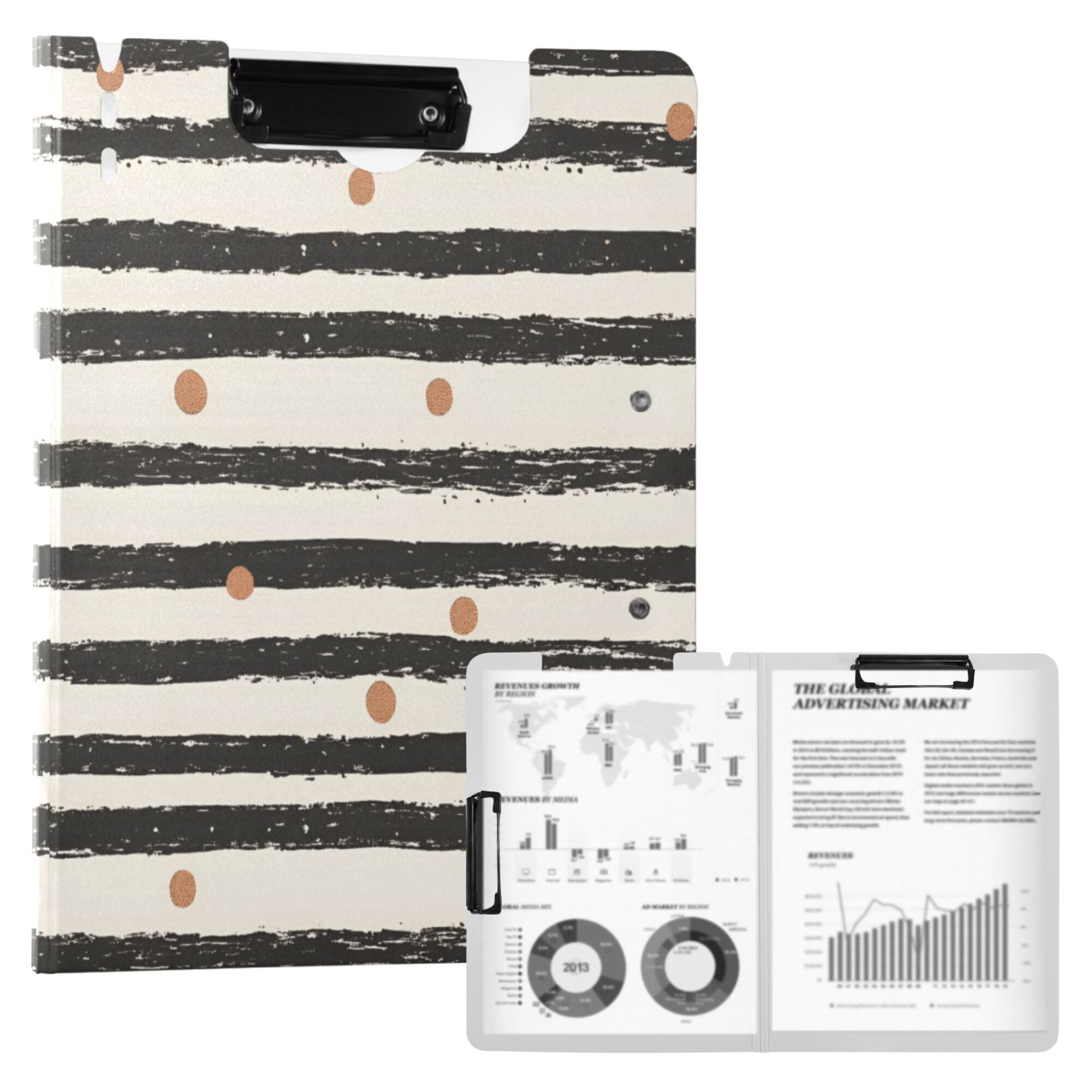 FORMRS A4 Clipboard Folder with Pen Holder Horizontal Foldable School Office Binder, Black ...