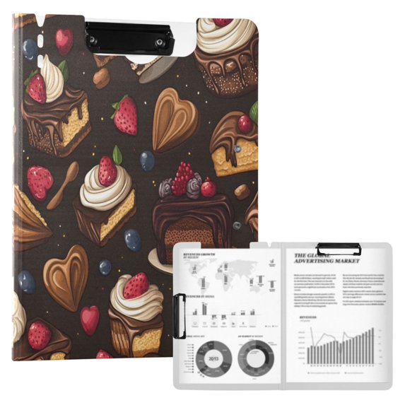 FORMRS A4 Clipboard Folder with Pen Holder Horizontal Foldable School Office Binder, Chocolate ...