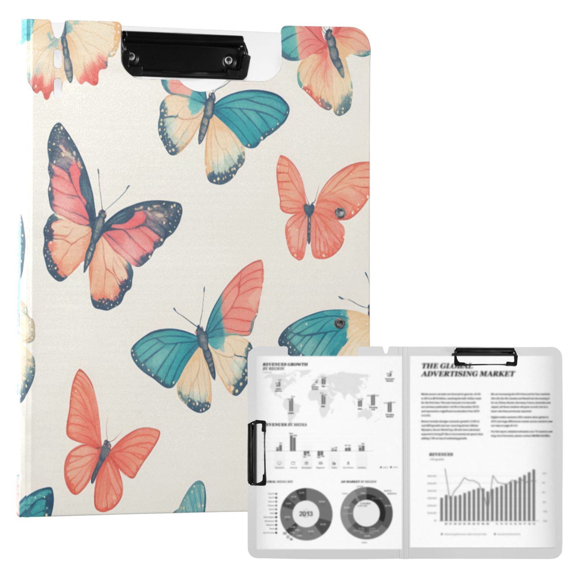 FORMRS A4 Clipboard Folder with Pen Holder Horizontal Foldable School Office Binder, Colorful ...