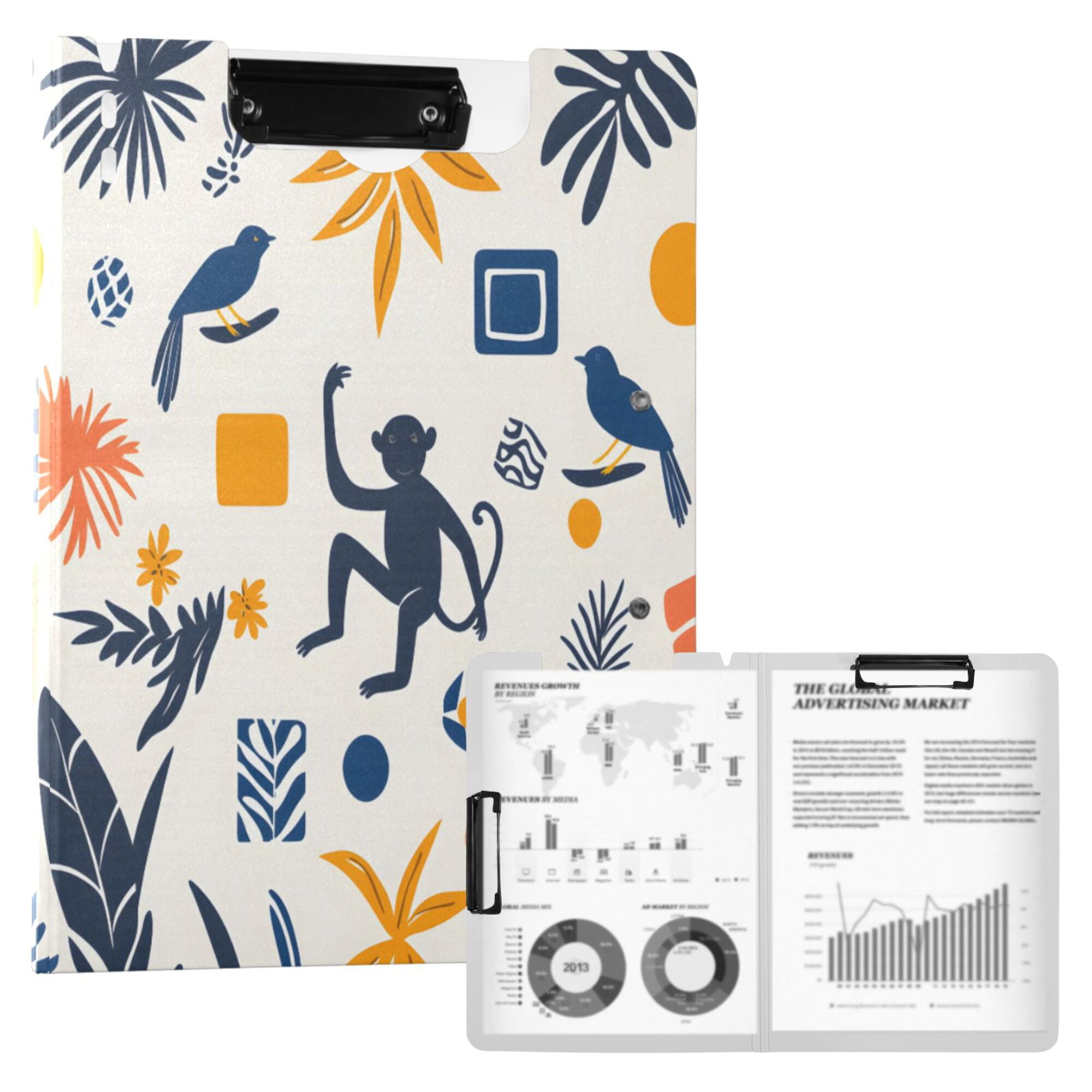 FORMRS A4 Clipboard Folder with Pen Holder Horizontal Foldable School Office Binder, Playful ...