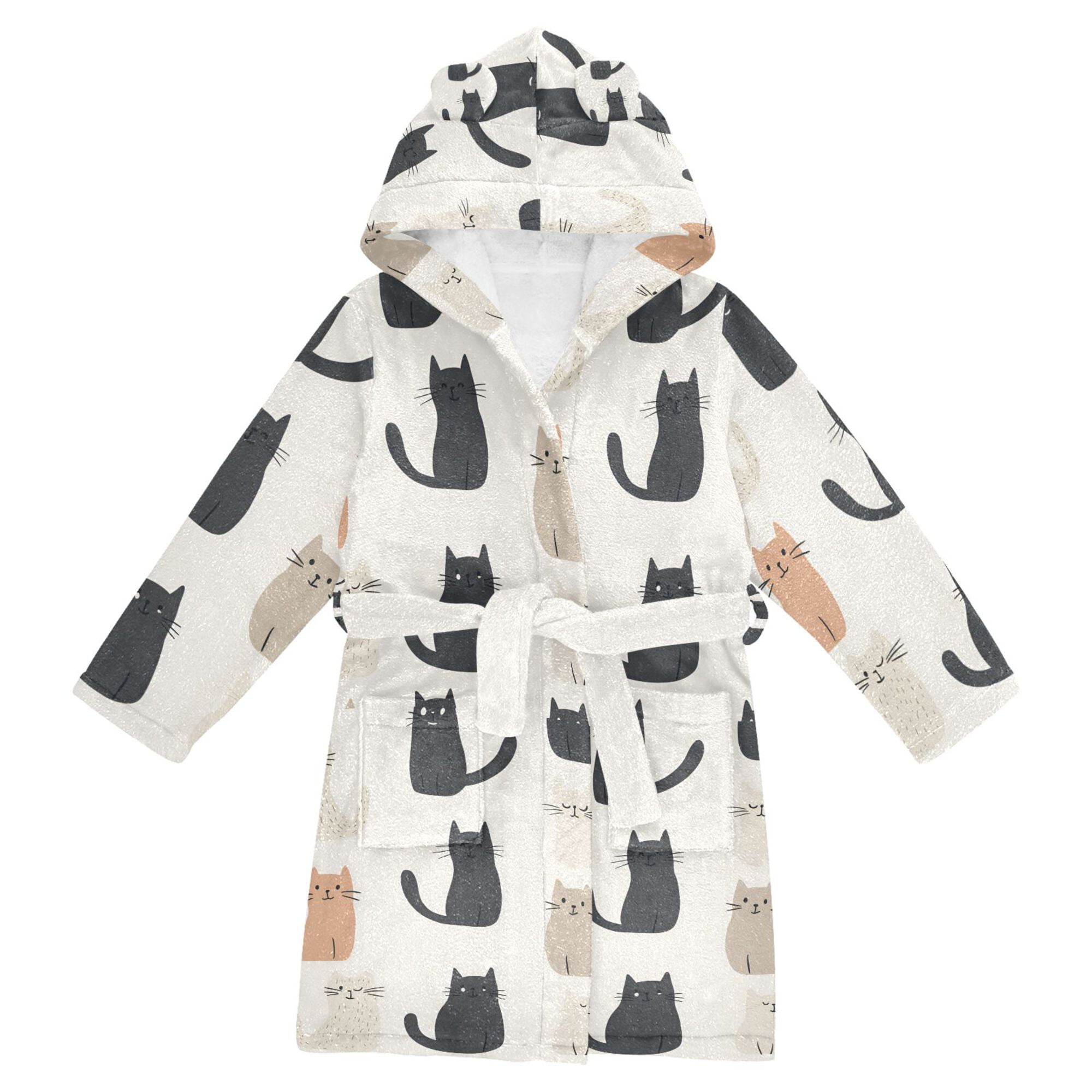 FORMRS Niños Bathrobe Unisex Hooded Robe Soft Plush Pajamas Sleepwear ...
