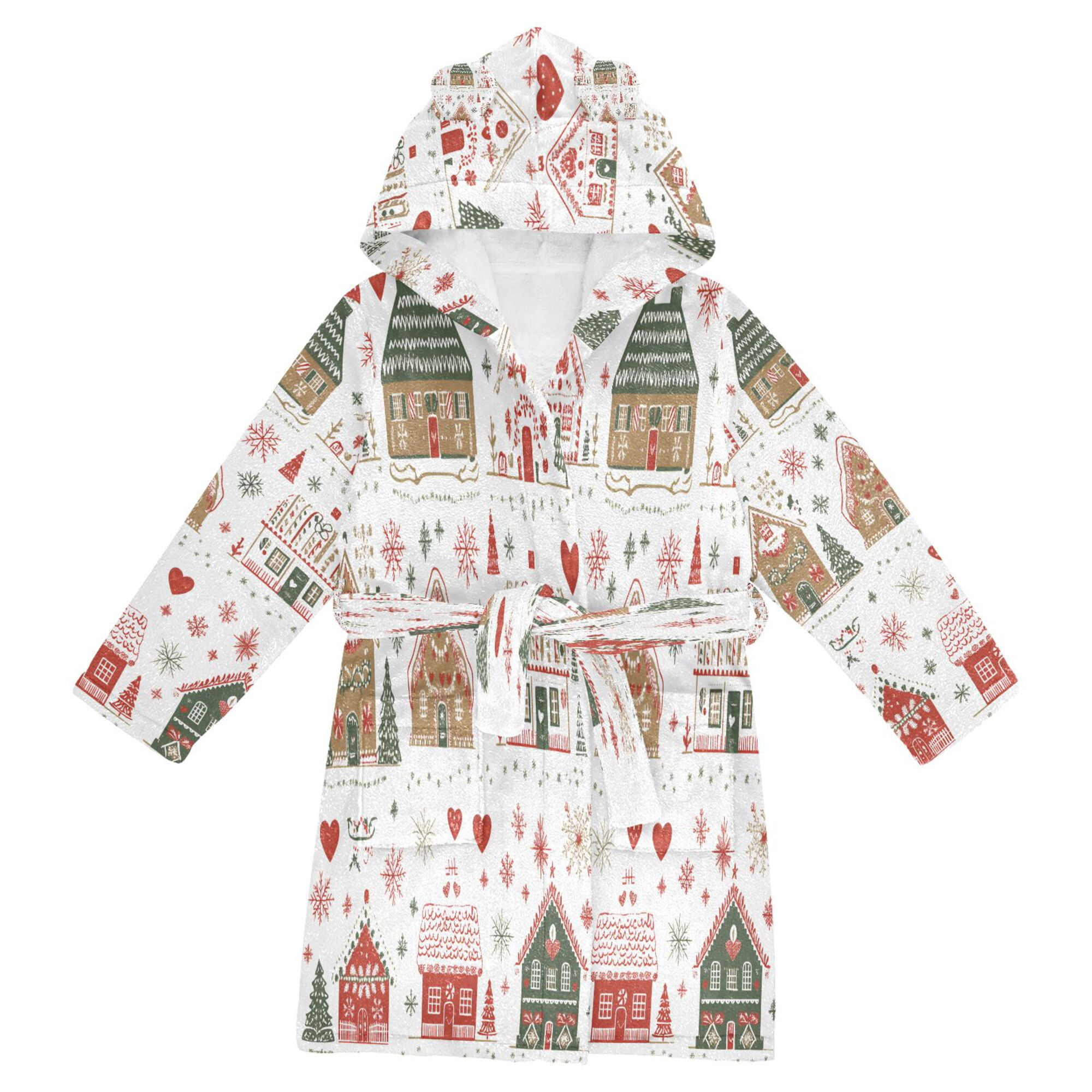 FORMRS Niños Bathrobe Unisex Hooded Robe Soft Plush Pajamas Sleepwear ...