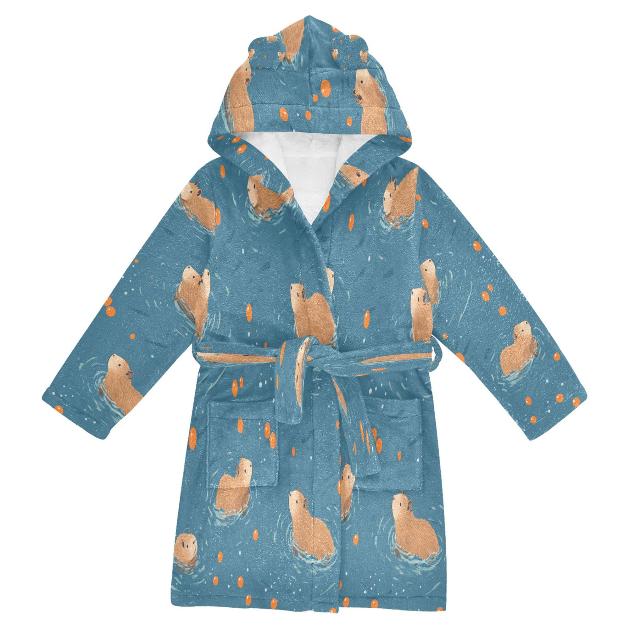 FORMRS Kids Bathrobe Unisex Hooded Robe Toddler Pajamas Sleepwear, Size ...