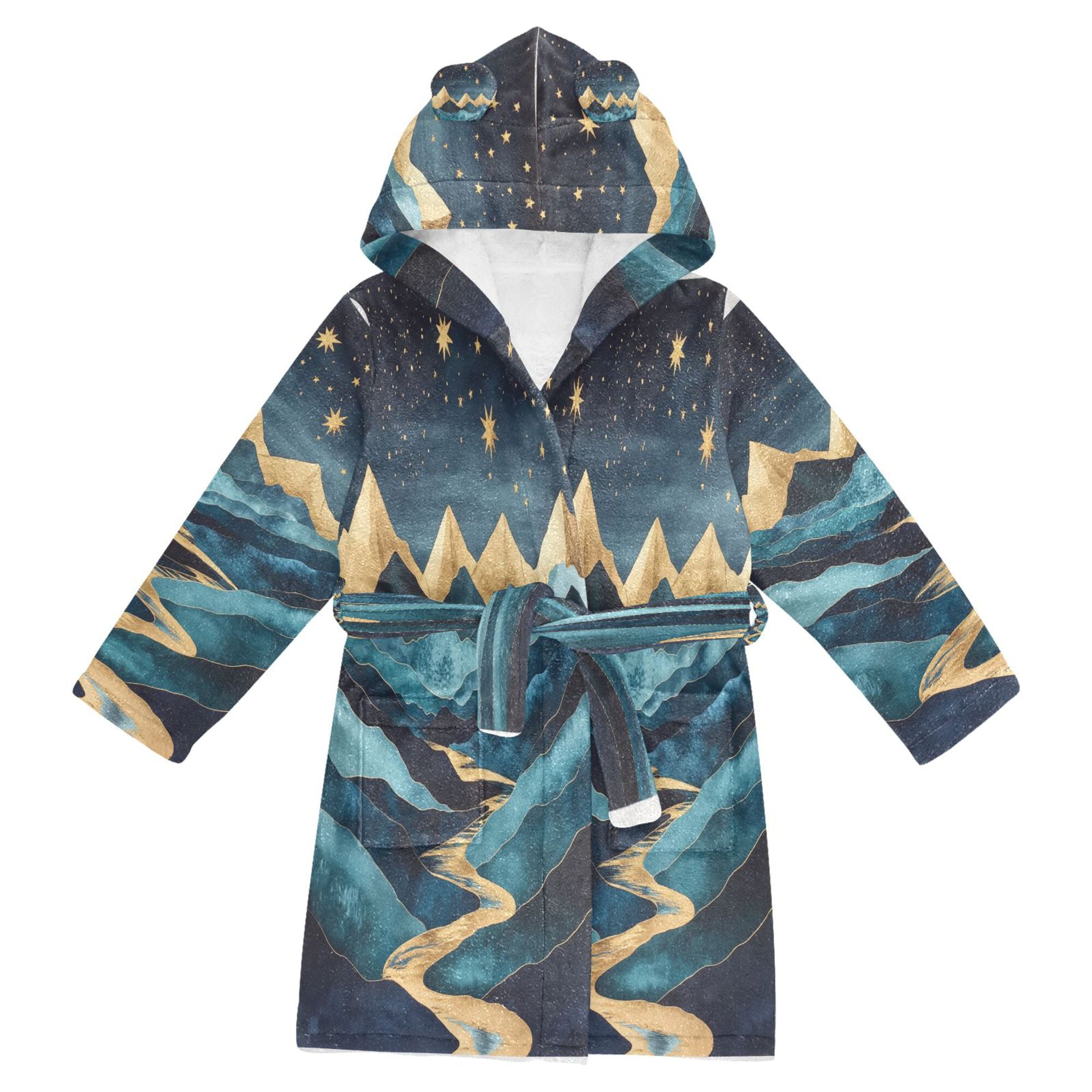 FORMRS Kids Bathrobe Unisex Hooded Robe Toddler Pajamas Sleepwear, Size ...