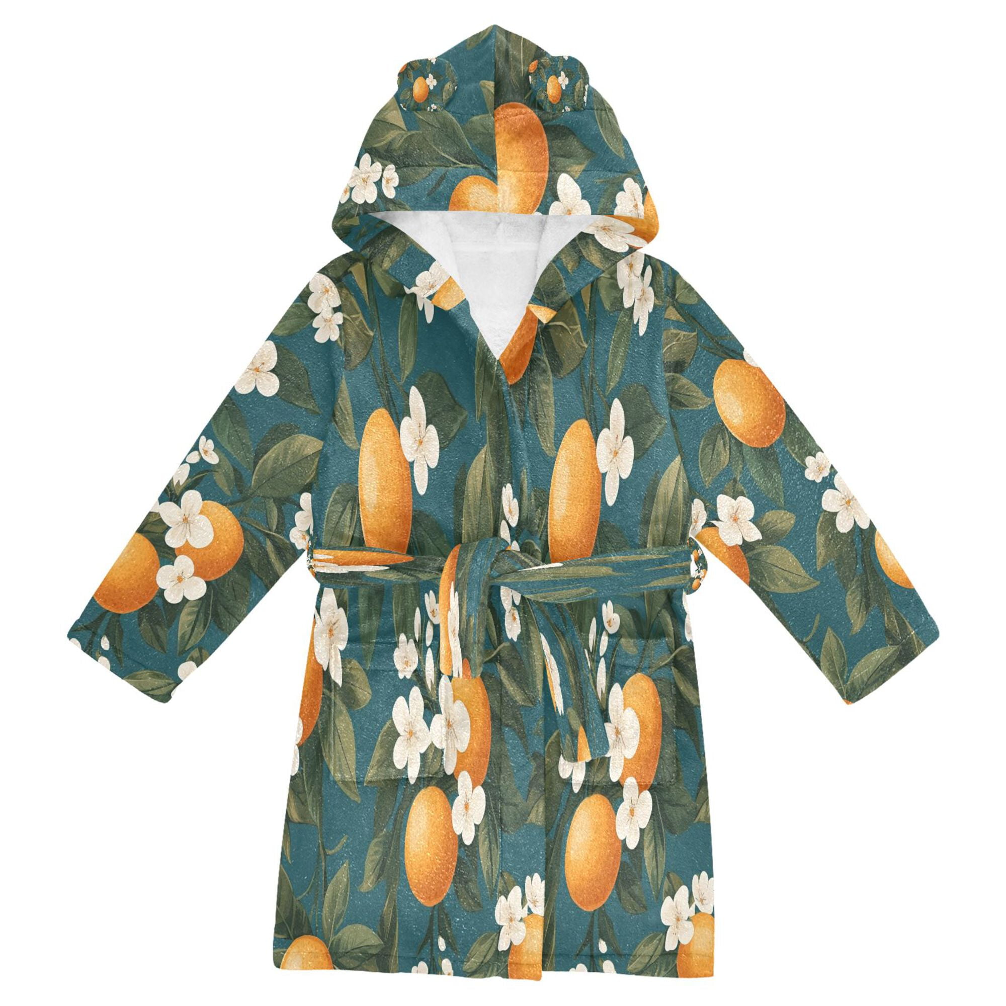 FORMRS Niños Bathrobe Unisex Hooded Robe Soft Plush Pajamas Sleepwear ...