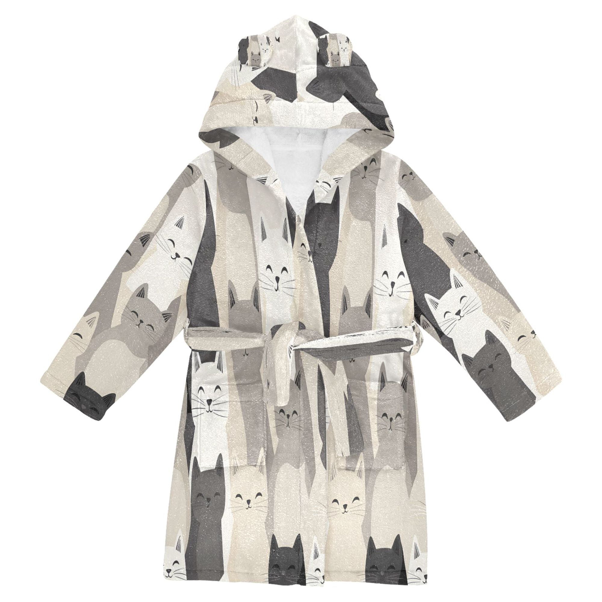 FORMRS Niños Bathrobe Unisex Hooded Robe Soft Plush Pajamas Sleepwear ...