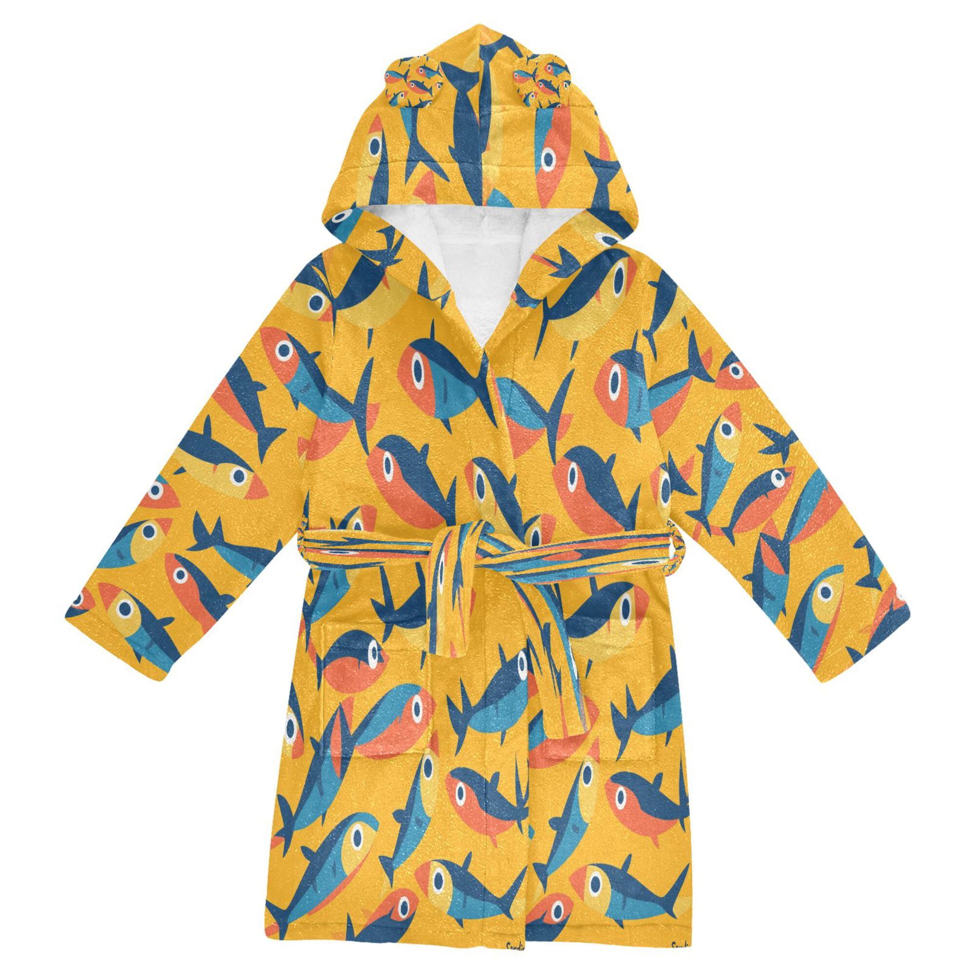 FORMRS Niños Bathrobe Unisex Hooded Robe Soft Plush Pajamas Sleepwear ...