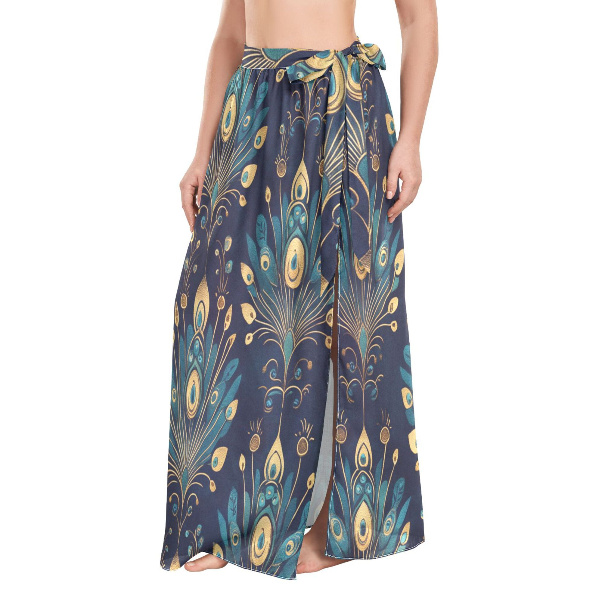 FORMRS Womens Long Sarong Beach Wrap Semi-Sheer Bikini Skirt Bathing ...