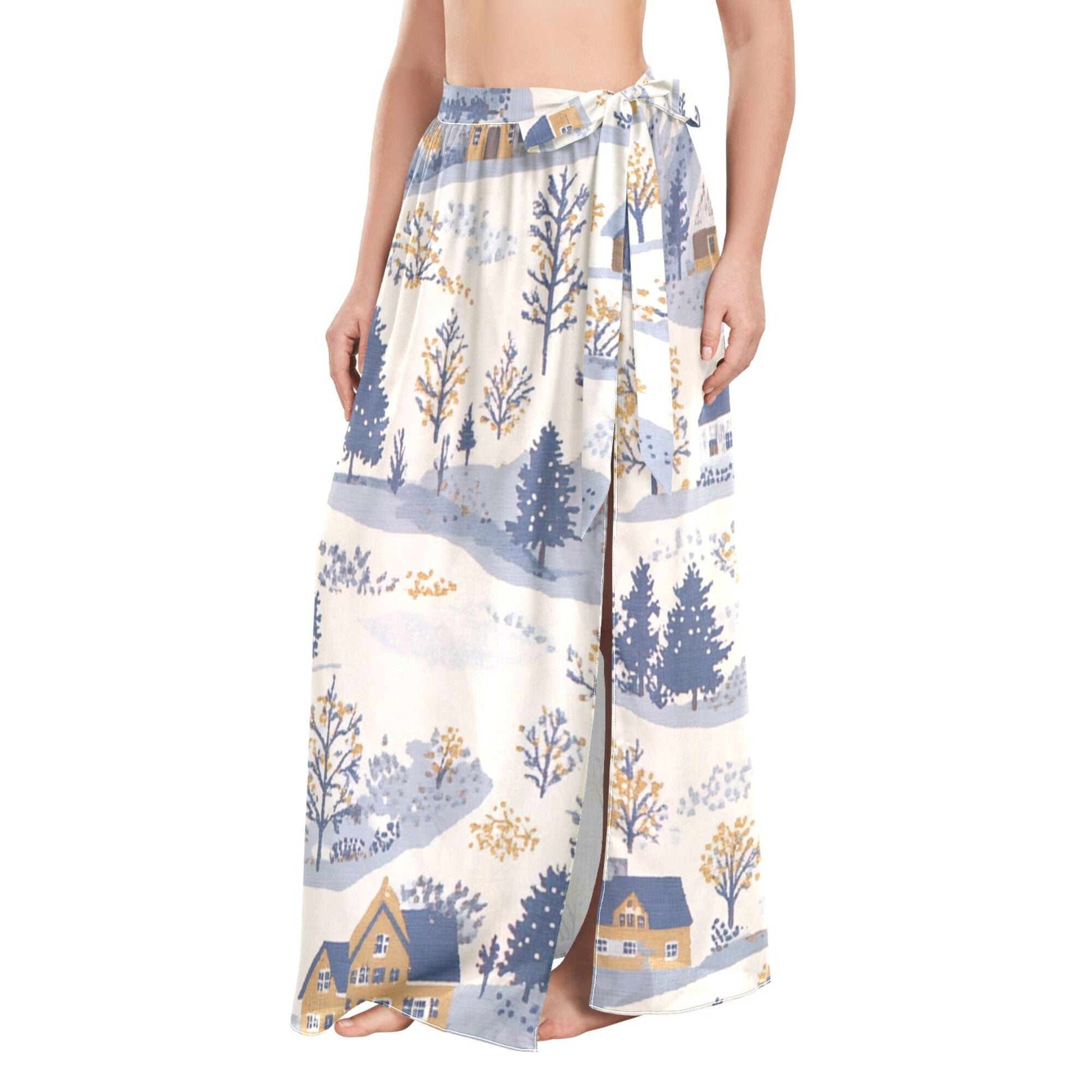 FORMRS Womens Long Sarong Beach Wrap Semi-Sheer Bikini Skirt Bathing ...