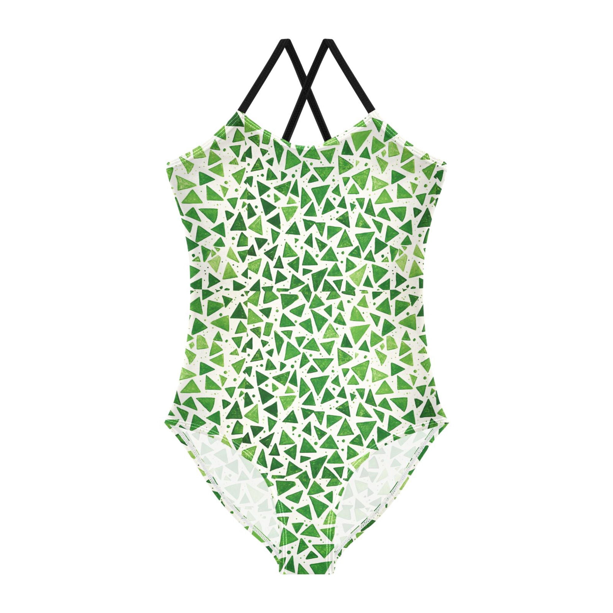FORMRS Girls One Piece Swimsuit Sleeveless Stretch Beach Cross Back ...