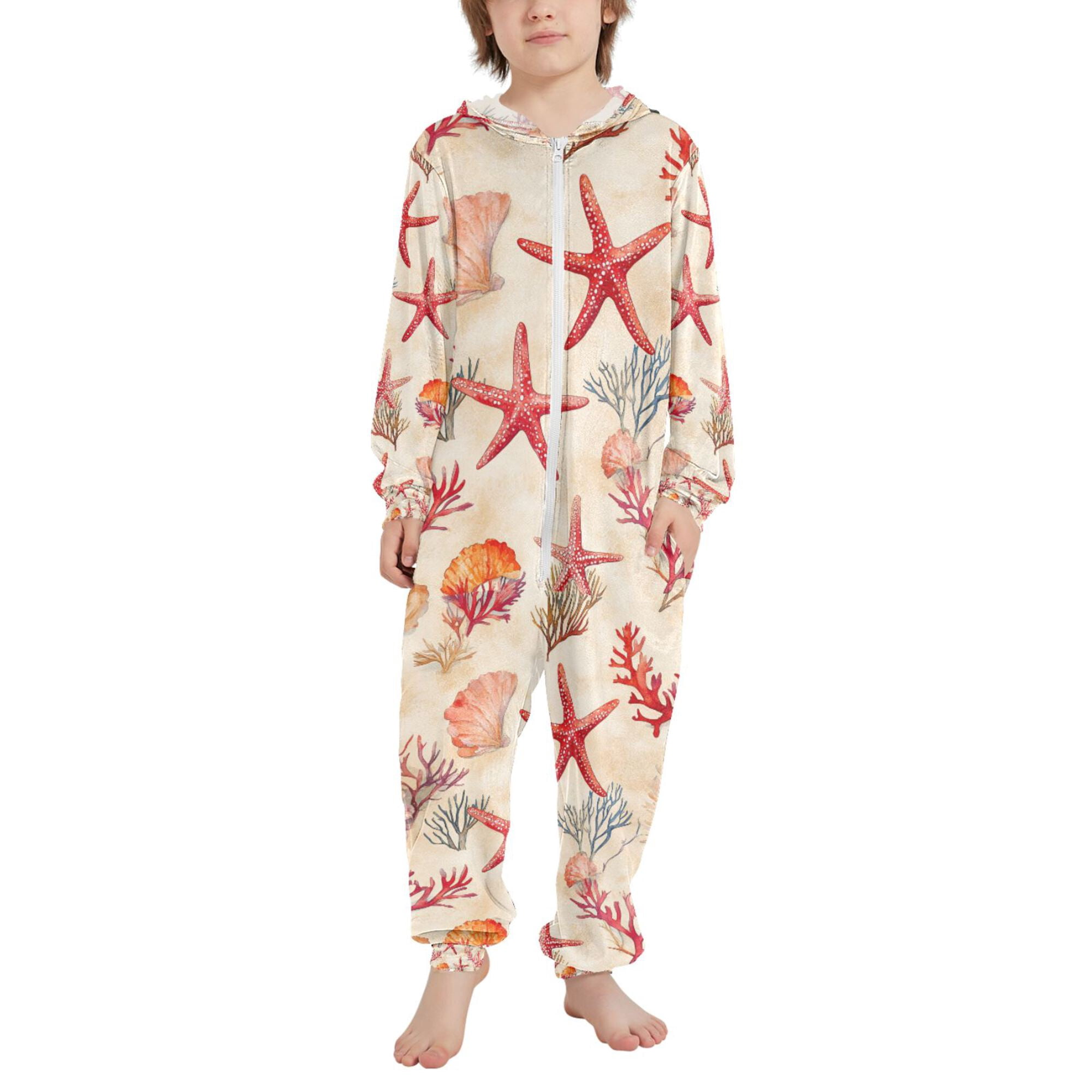 FORMRS Kids One-Piece Pajamas Hooded Long Sleeve Union Suit Soft Onesie ...