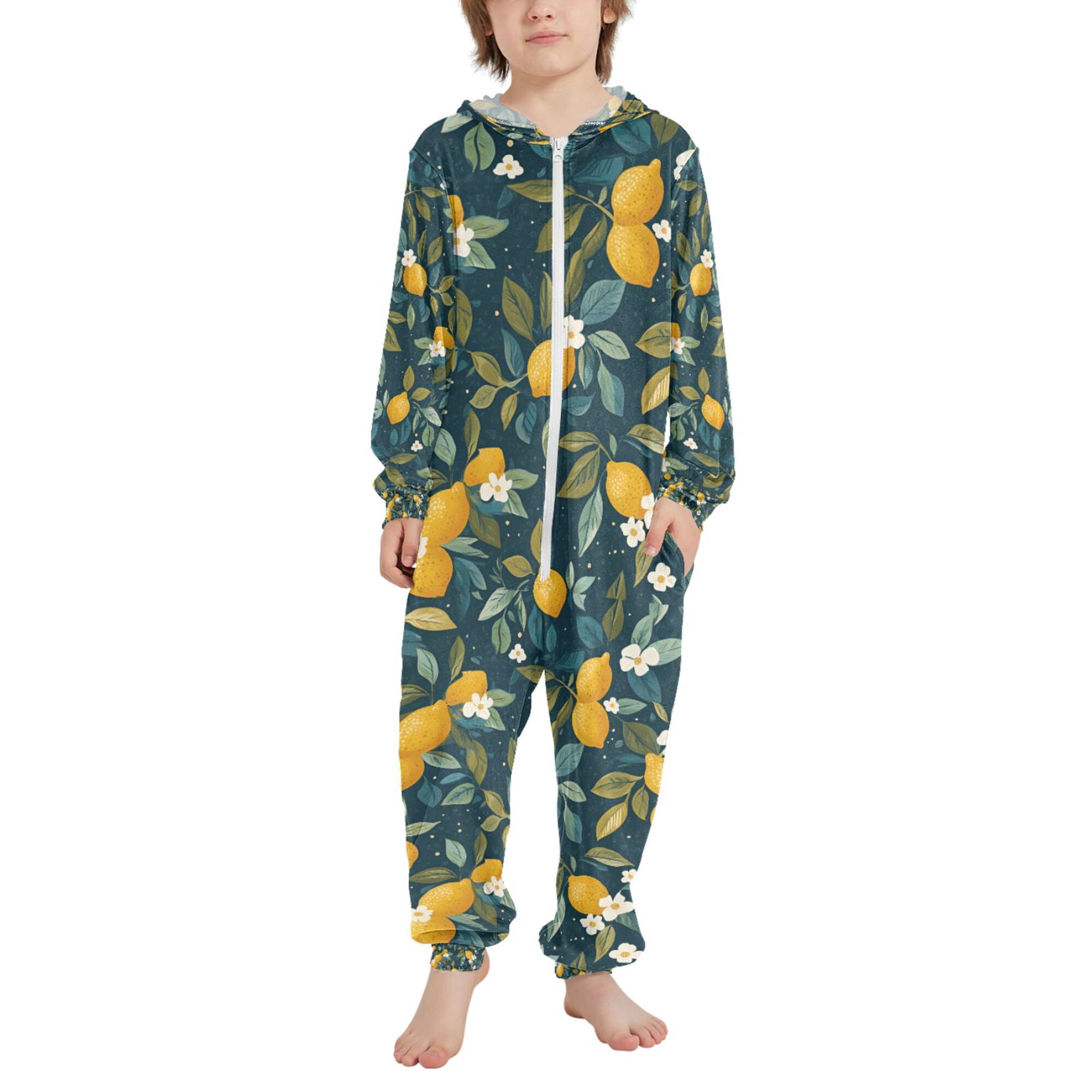 FORMRS Kids One-Piece Pajamas Hooded Long Sleeve Union Suit Soft Onesie ...