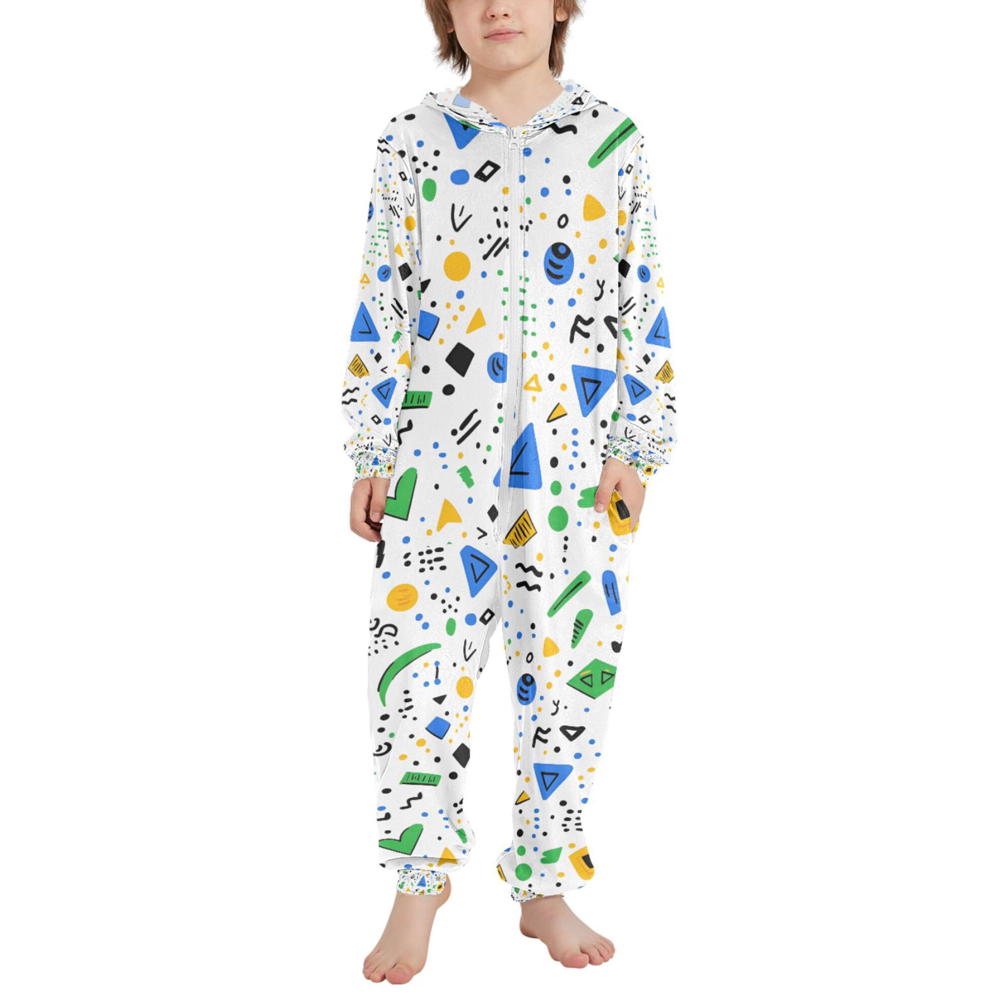 FORMRS Kids One-Piece Pajamas Hooded Long Sleeve Union Suit Soft Onesie ...