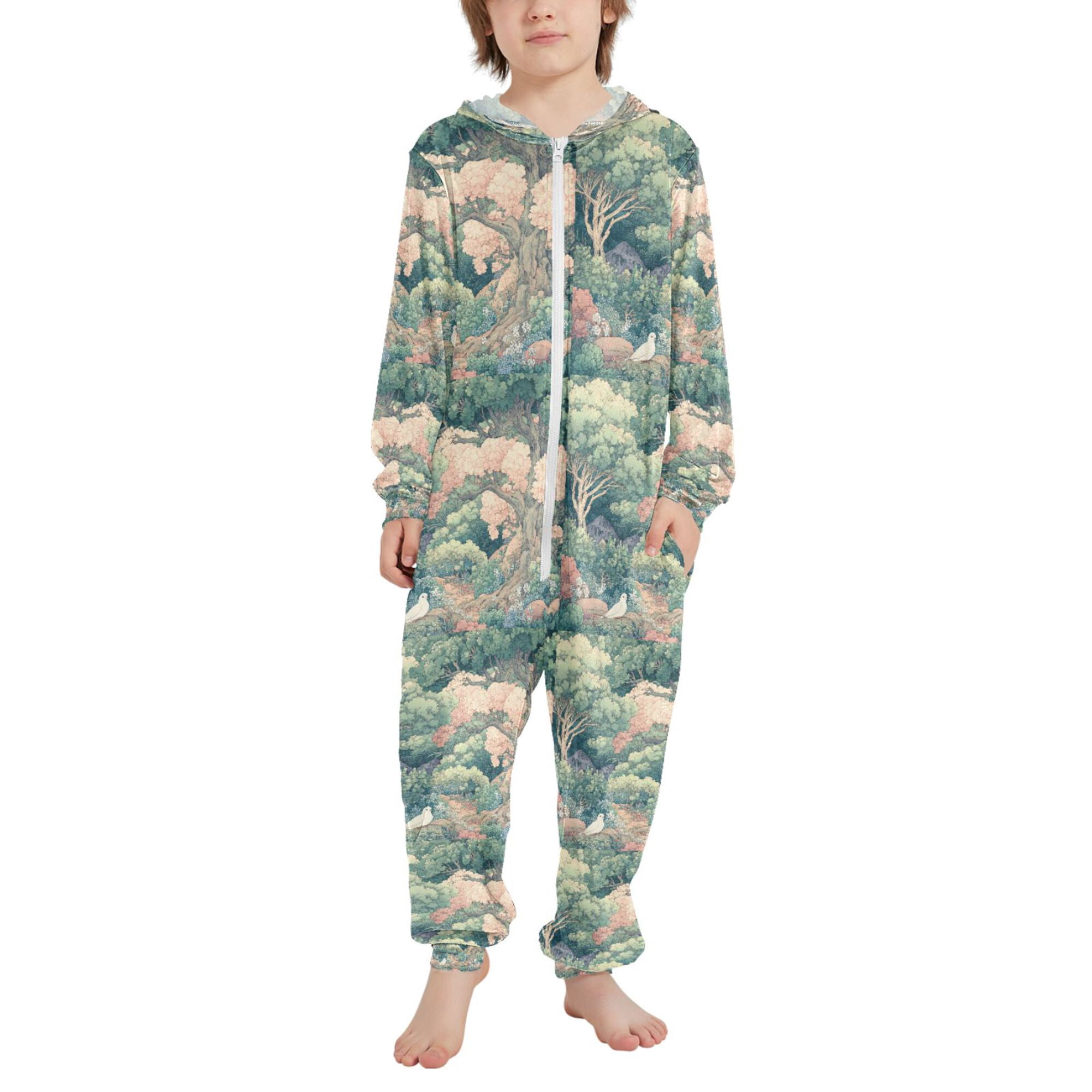 FORMRS Kids One-Piece Pajamas Hooded Long Sleeve Union Suit Soft Onesie ...